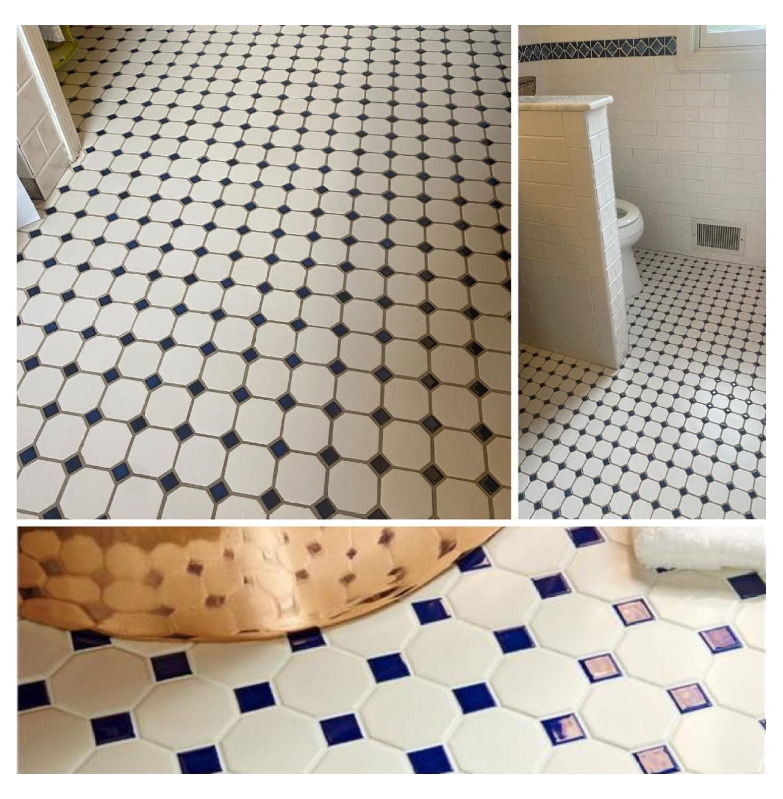 Octagon Porcelain Mosaic Floor and Wall Tile Matte White with Glossy ...