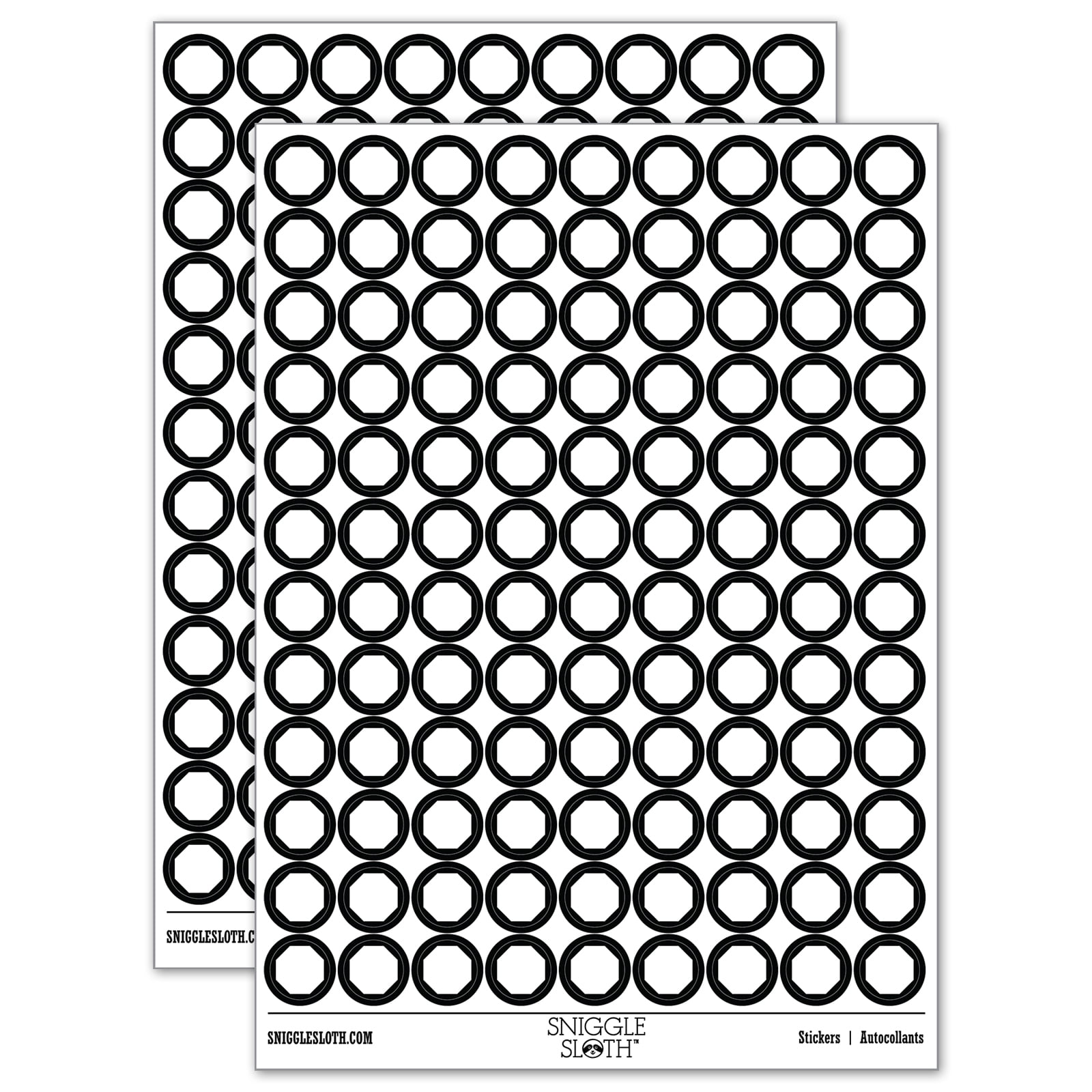 Octagon Solid 200+ Round Stickers - Black - Matte Finish - 0.50" Size ...