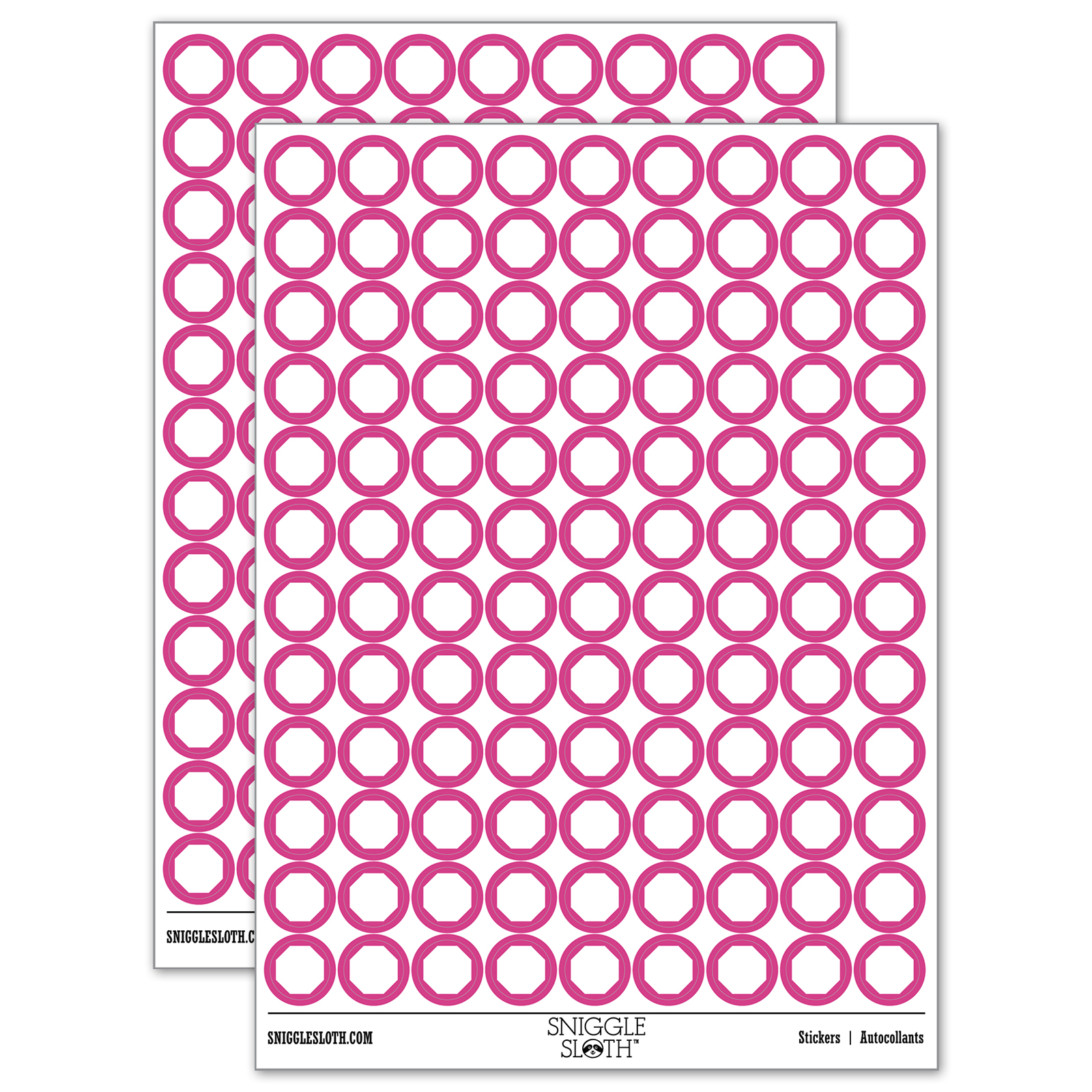 Octagon Solid 200+ Round Stickers - Hot Pink - Gloss Finish - 0.50 ...