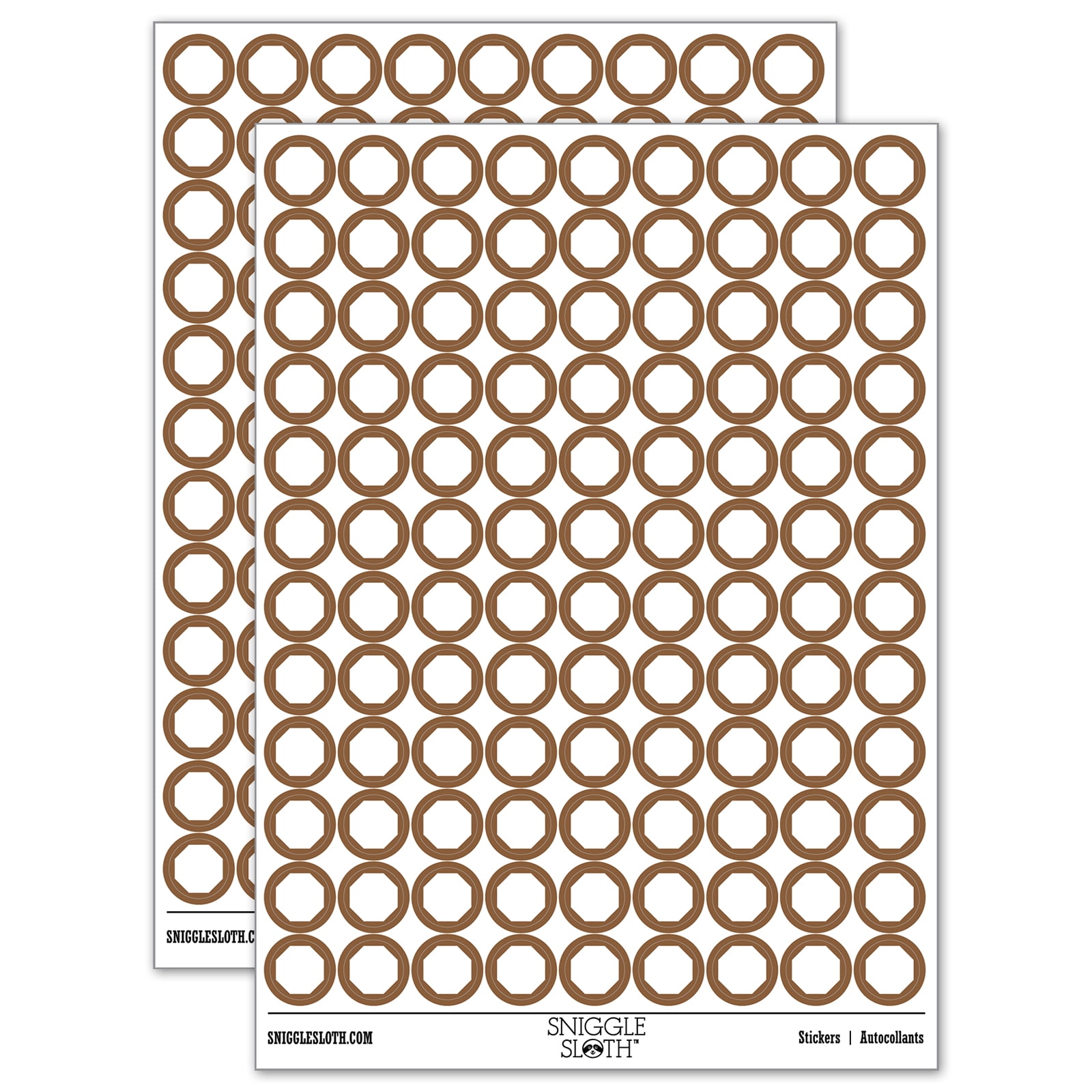 Octagon Solid 200+ Round Stickers - Brown - Gloss Finish - 0.50" Size ...