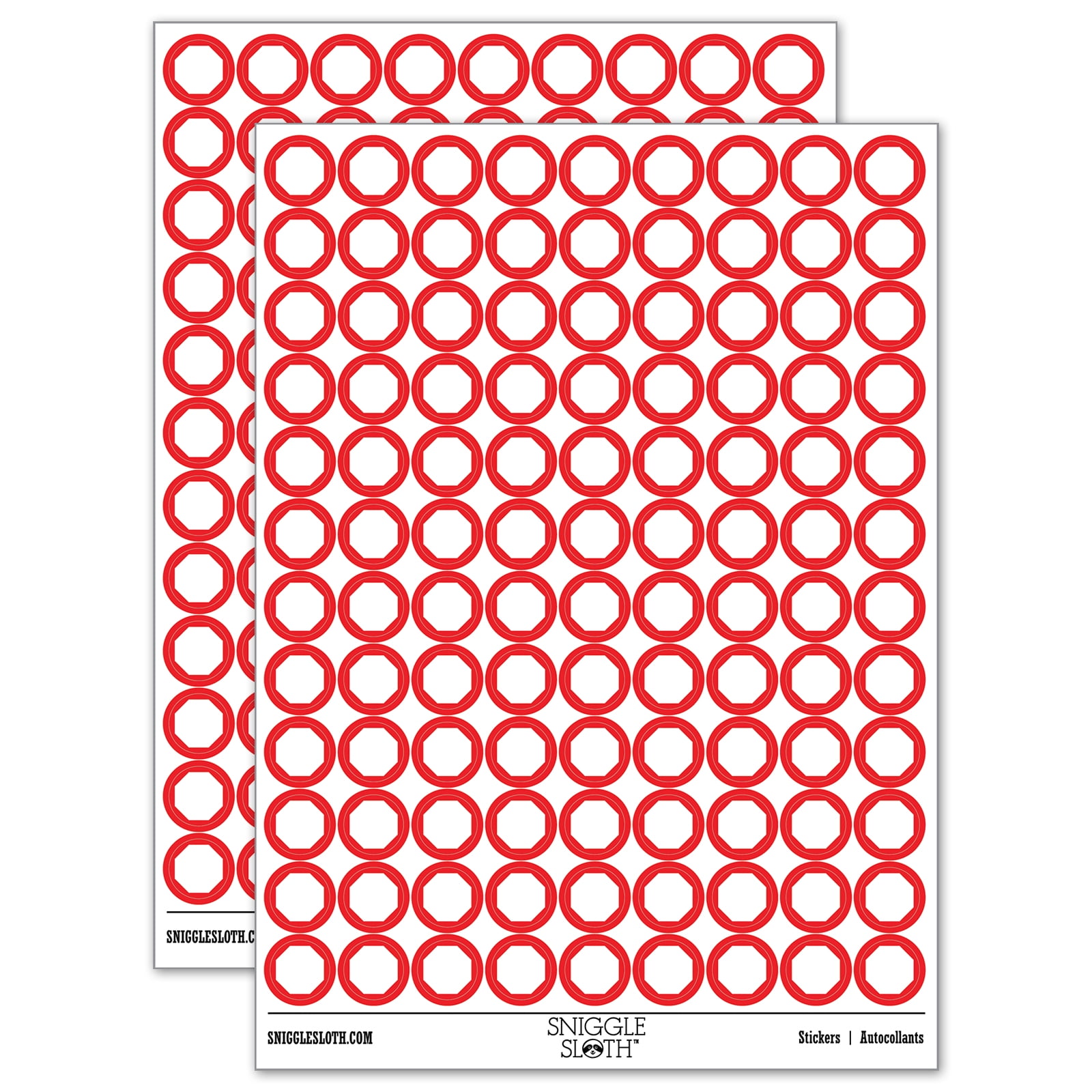 Octagon Solid 200+ Round Stickers - Red - Matte Finish - 0.50" Size ...