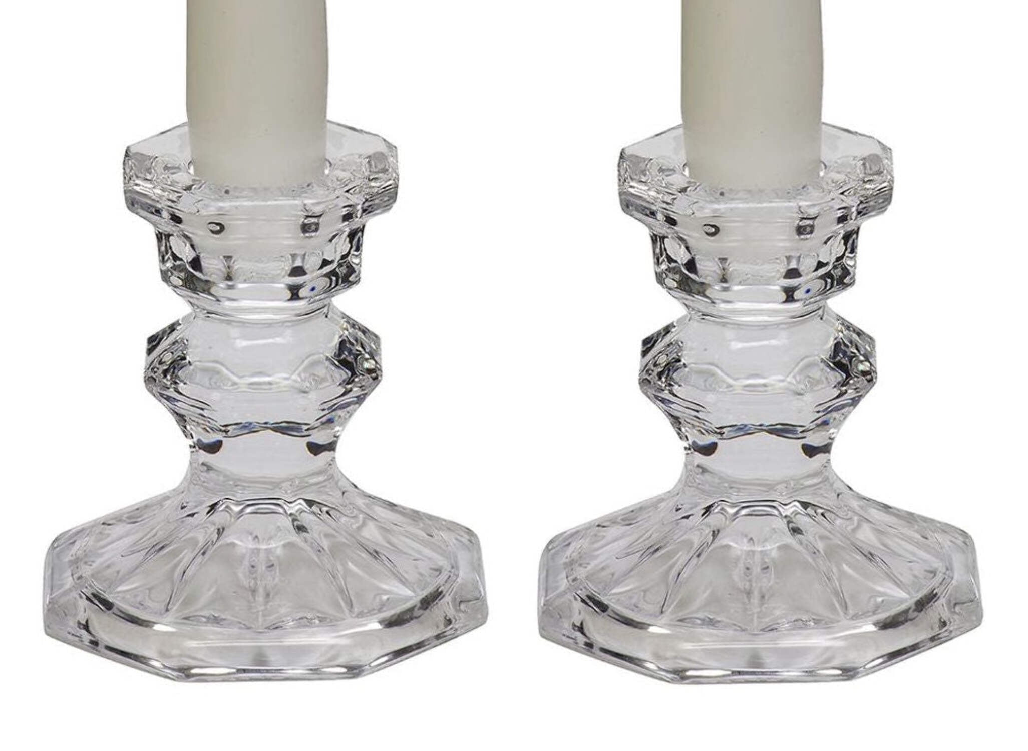 Octagon Top Taper Candle Holder in Clear Glass - Pair - Walmart.com