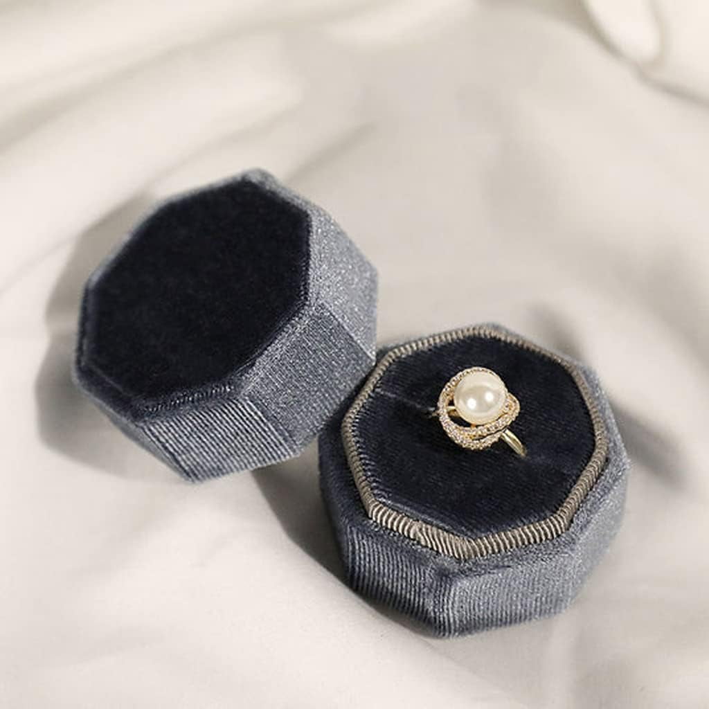 Octagon Velvet Ring Box Single Ring Display Holder Elegant Jewelry ...