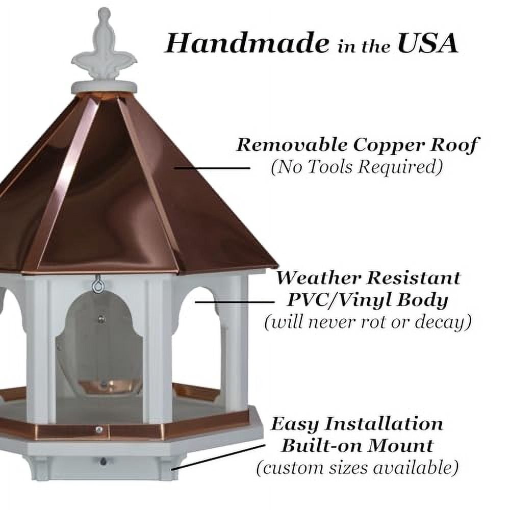 Octagon Wild Bird Feeder Solid Cellular PVC Clear Copper Roof Made in ...