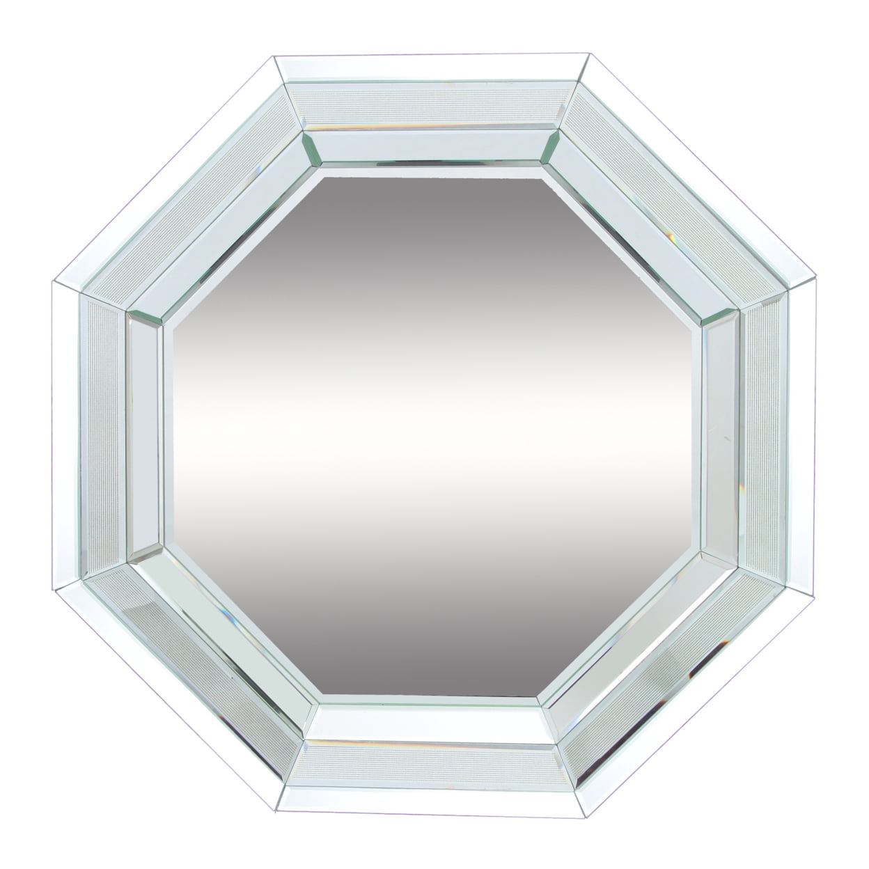 Octagonal Shaped Wall Mirror with Wooden Backing, Clear- Saltoro Sherpi ...