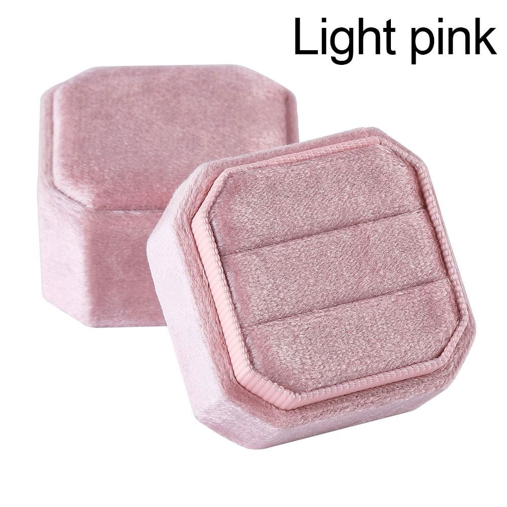 Octagonal Velvet Double Ring Box Wedding Ring Storage Box With ...