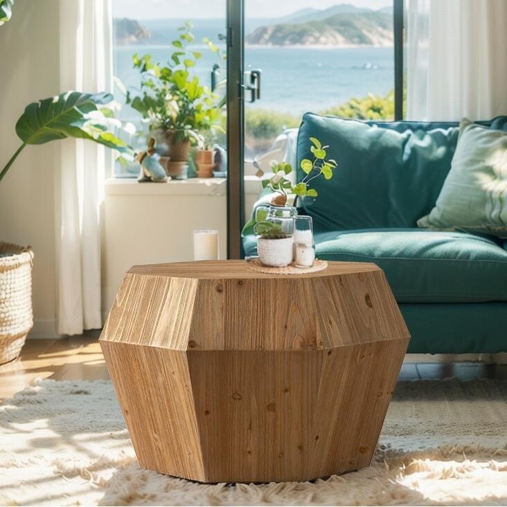 Octagonal Wooden American Retro Style Coffee Table - Walmart.com
