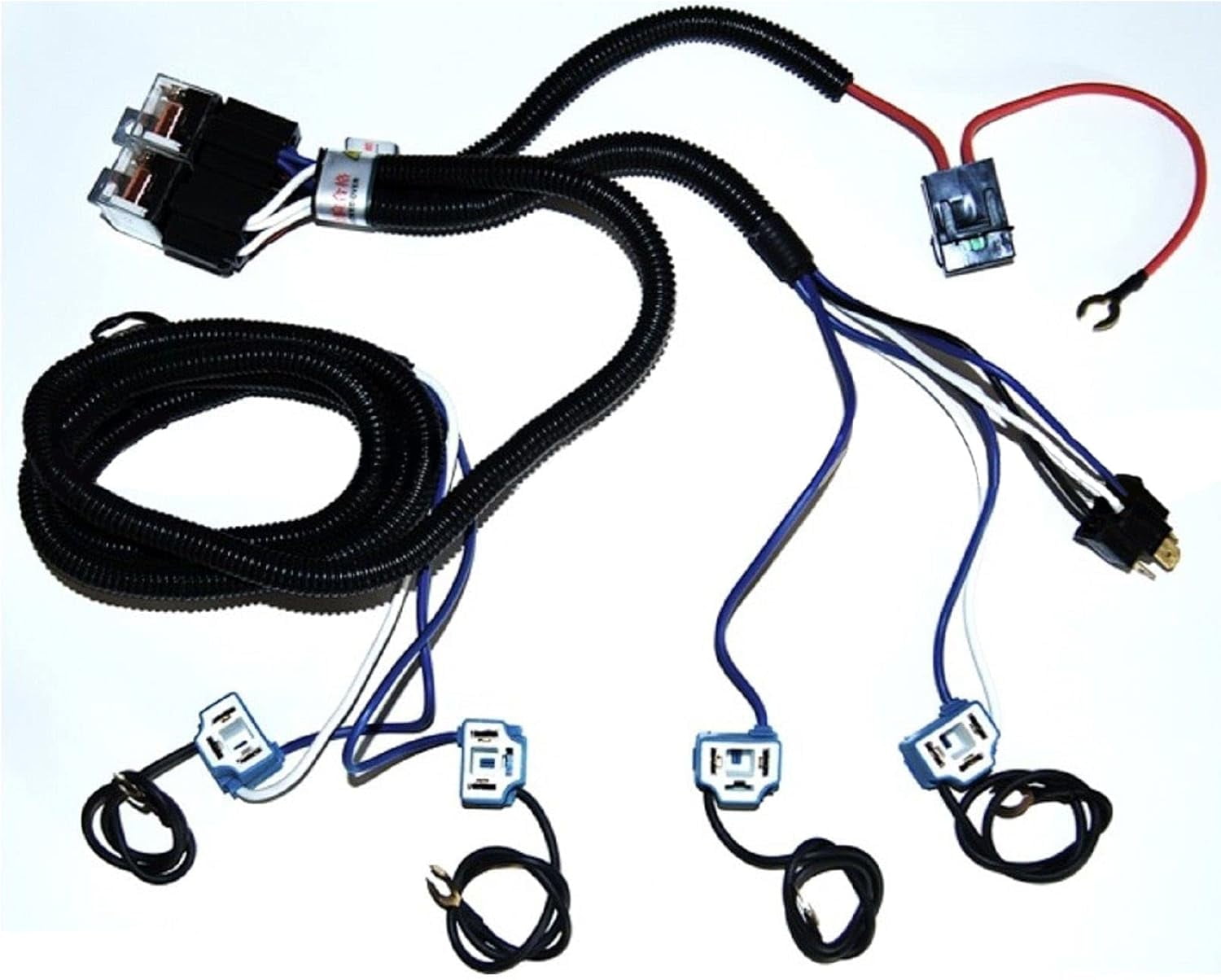 Octane Lighting 4-Headlight Relay Wiring Harness H4 Headlamp Light Bulb ...