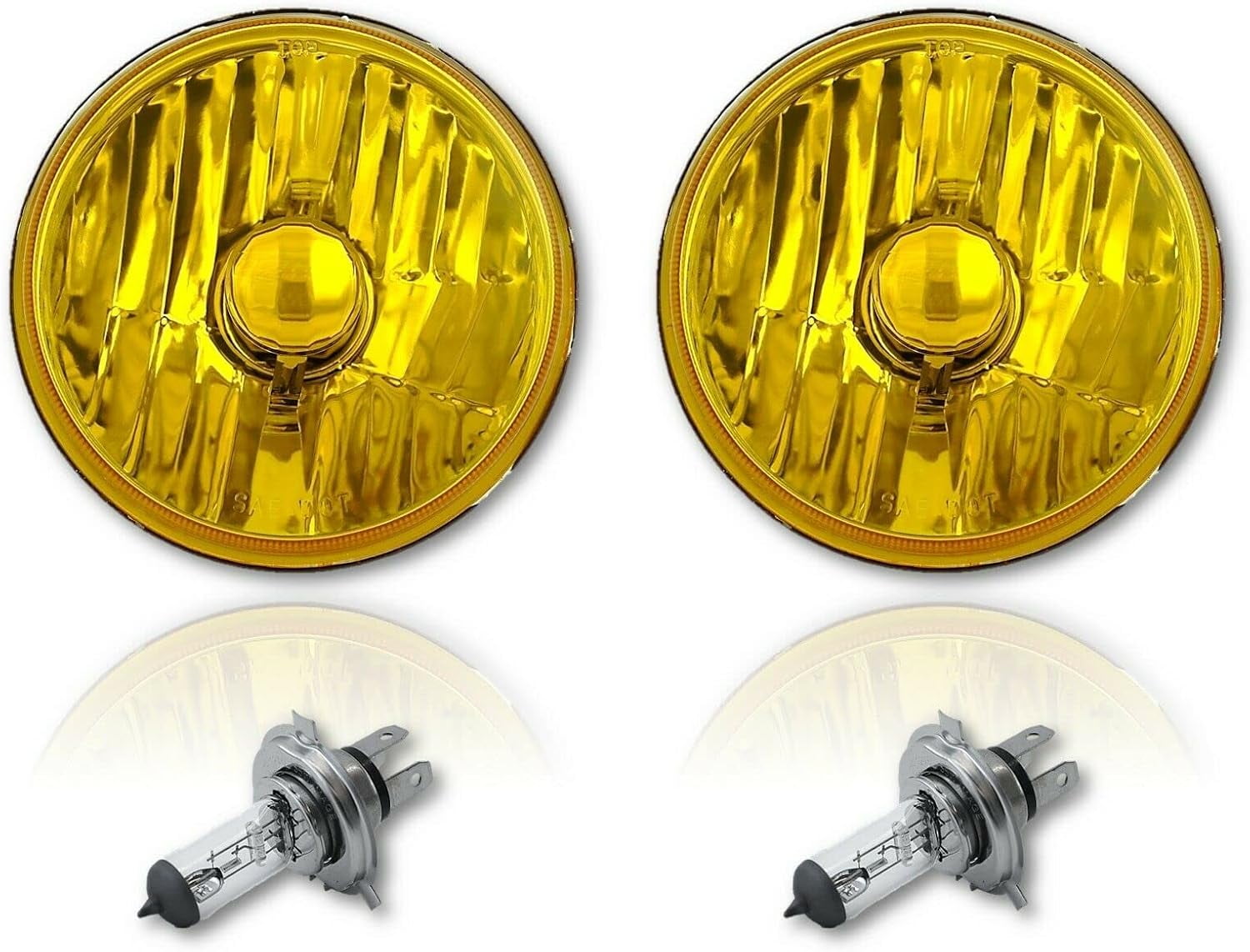 Octane Lighting 5 3/4 Inch Halogen Amber Yellow Glass Headlight Fog ...