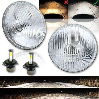 H4 Led Bulb H6024/6014 7" Yellow Amber Stock Glass Headlight H4 Clear 7 ...