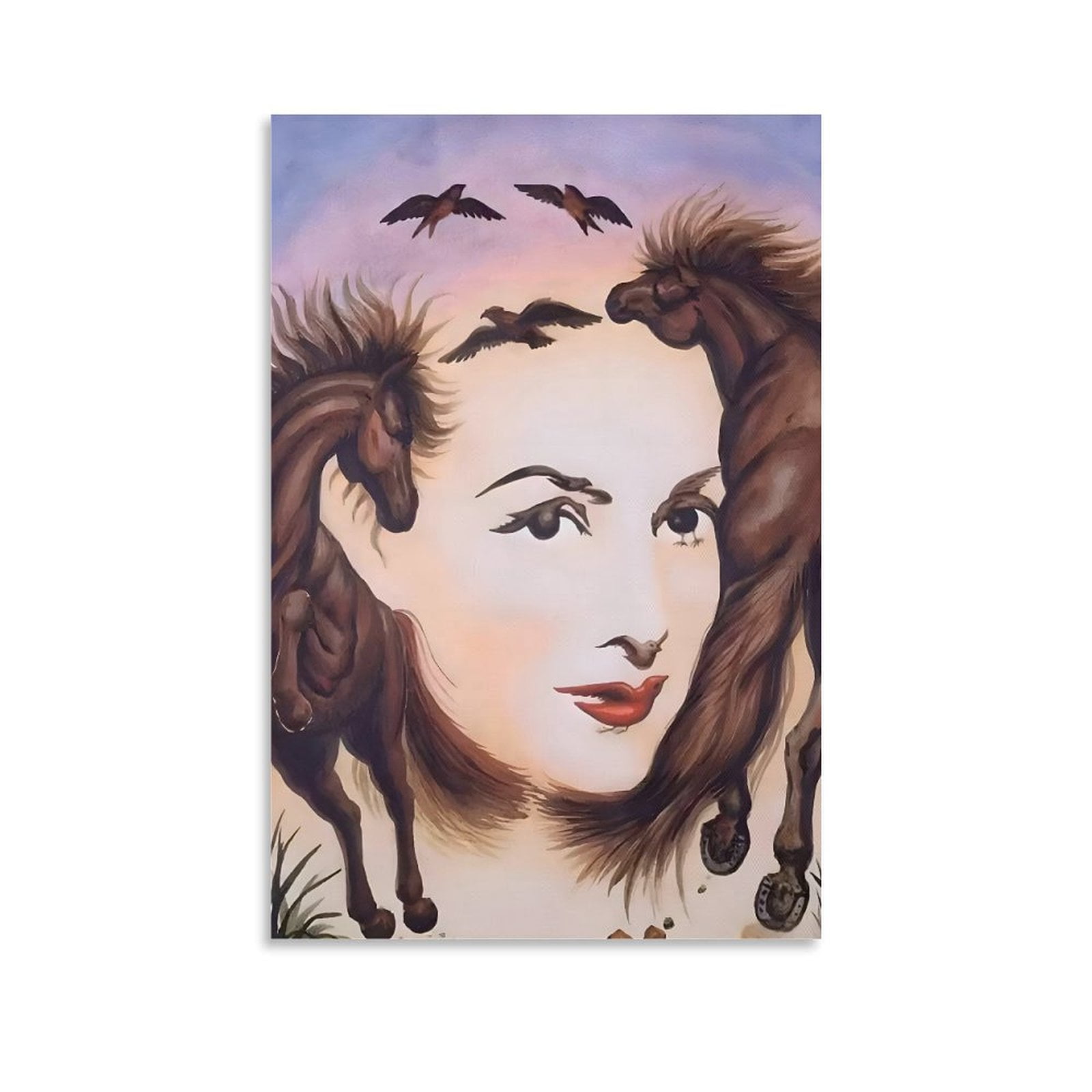 Octavio Ocampo Print Painting Woman And Horses Picture Print Wall Art ...