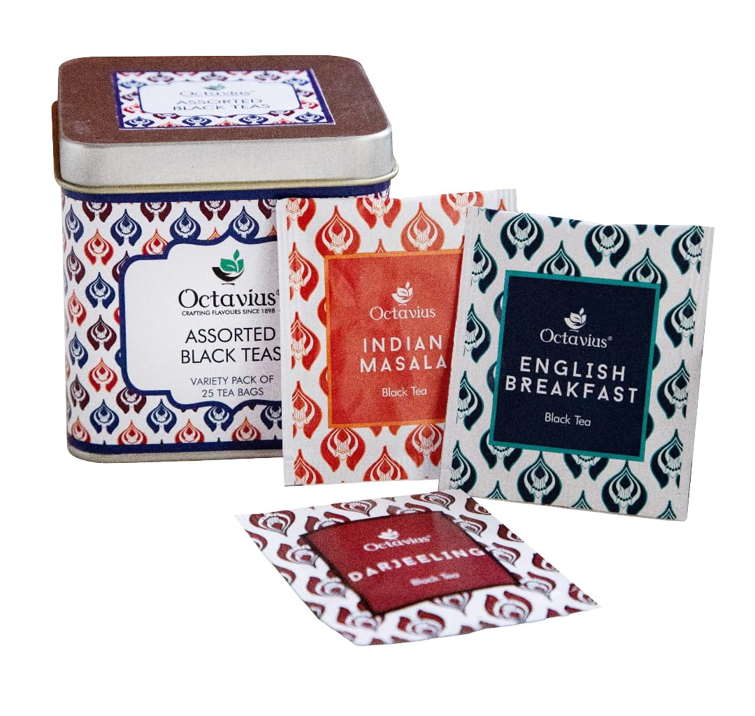 Octavius Assorted Black Tea BDF32 Sampler Pack - 25 Tea Bags, 3 Flavors ...