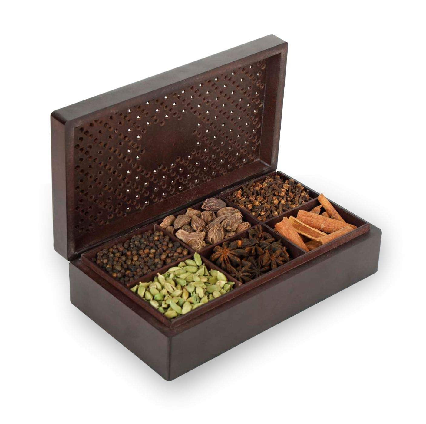 Octavius Wooden Spice Box AKF18 | Assortment of 6 Spices - Clove ...