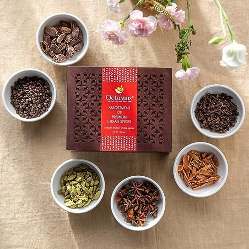 Octavius | Wooden Spice TGF4 Box | Assortment of 6 Spices - /Black ...