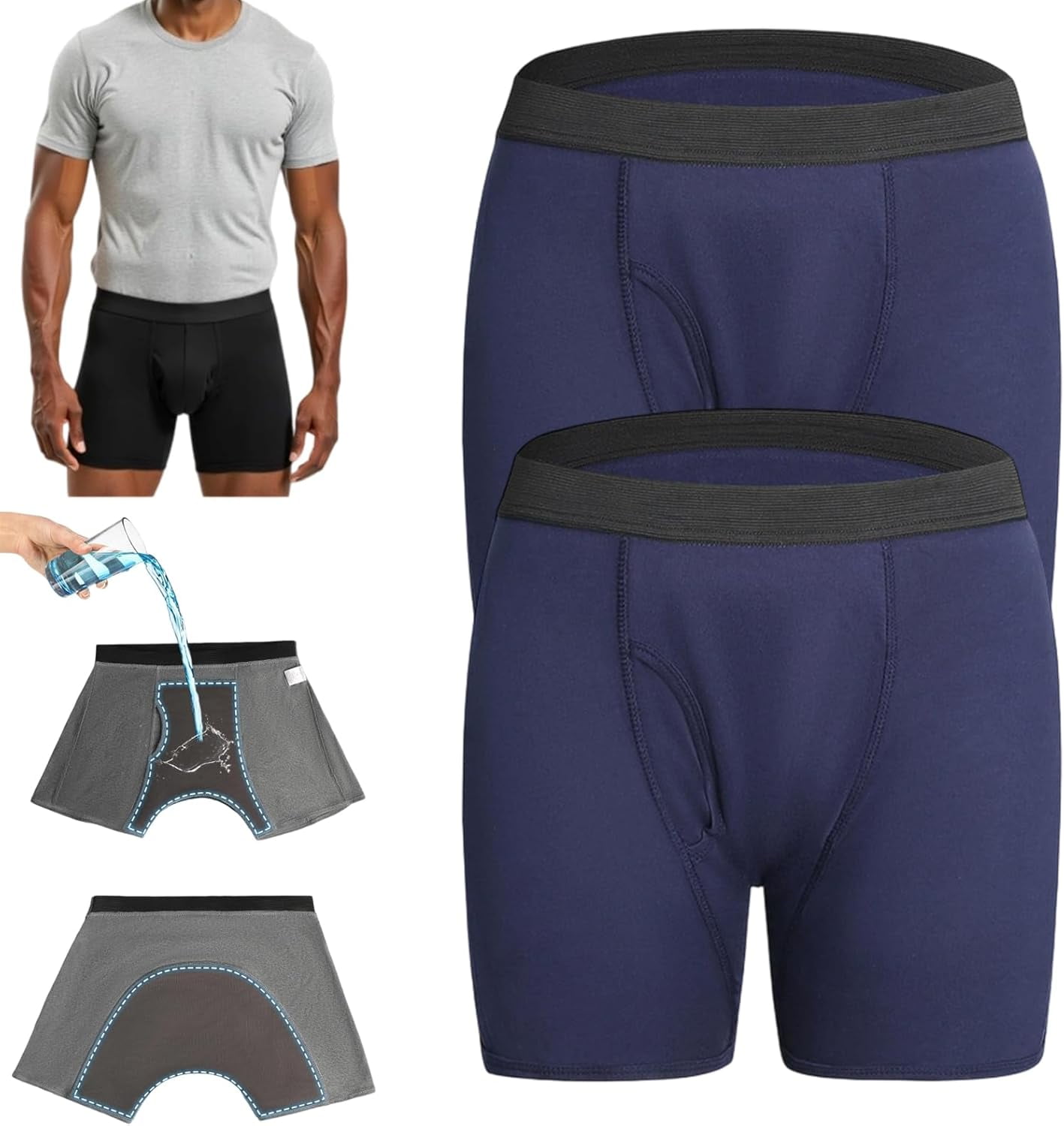 Octipa Underwear for Men, All-Day Protection Boxer Briefs, Incontinence ...