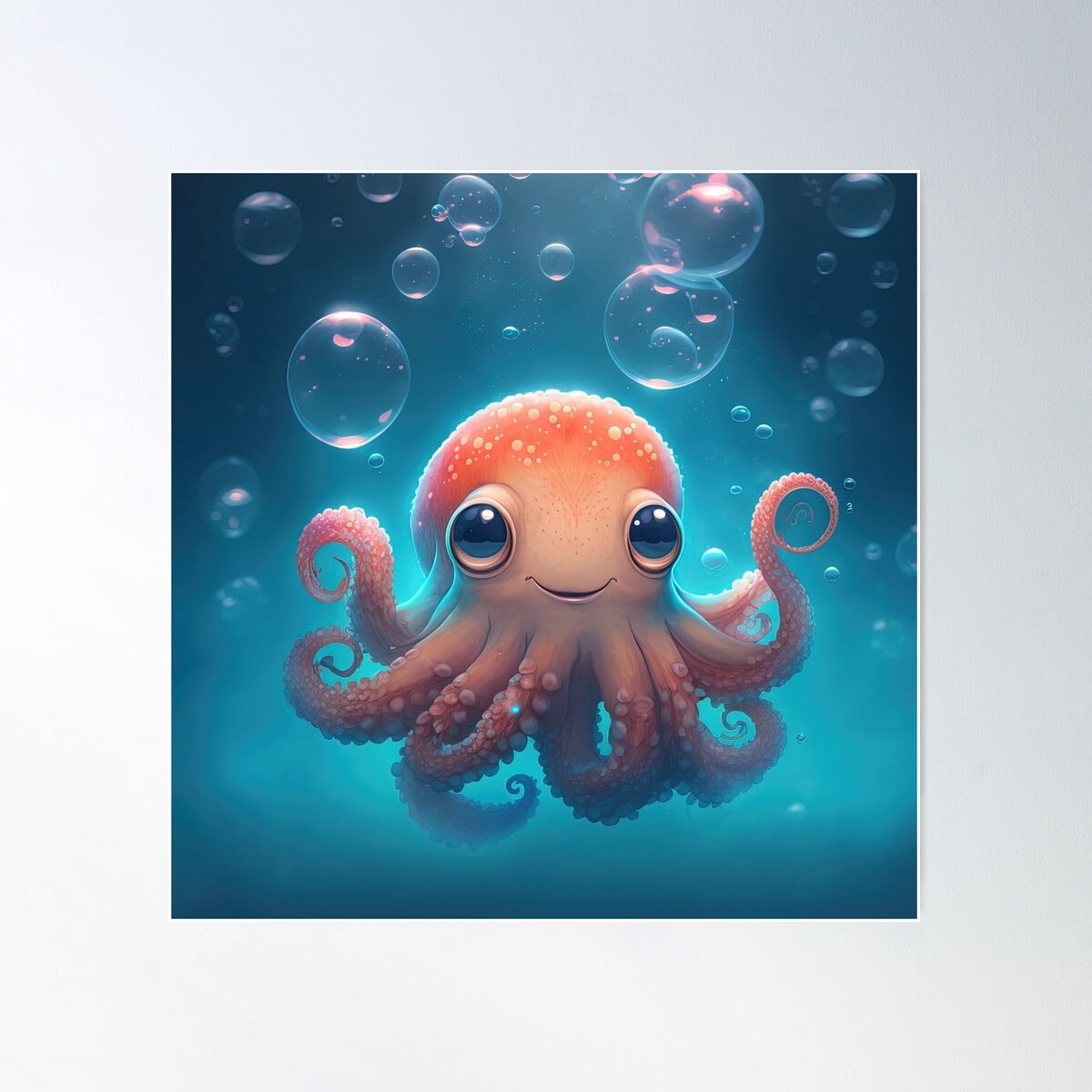 Octo-Bubble Paradise Poster Wall Art, Modern Wall Decor For Living Room ...