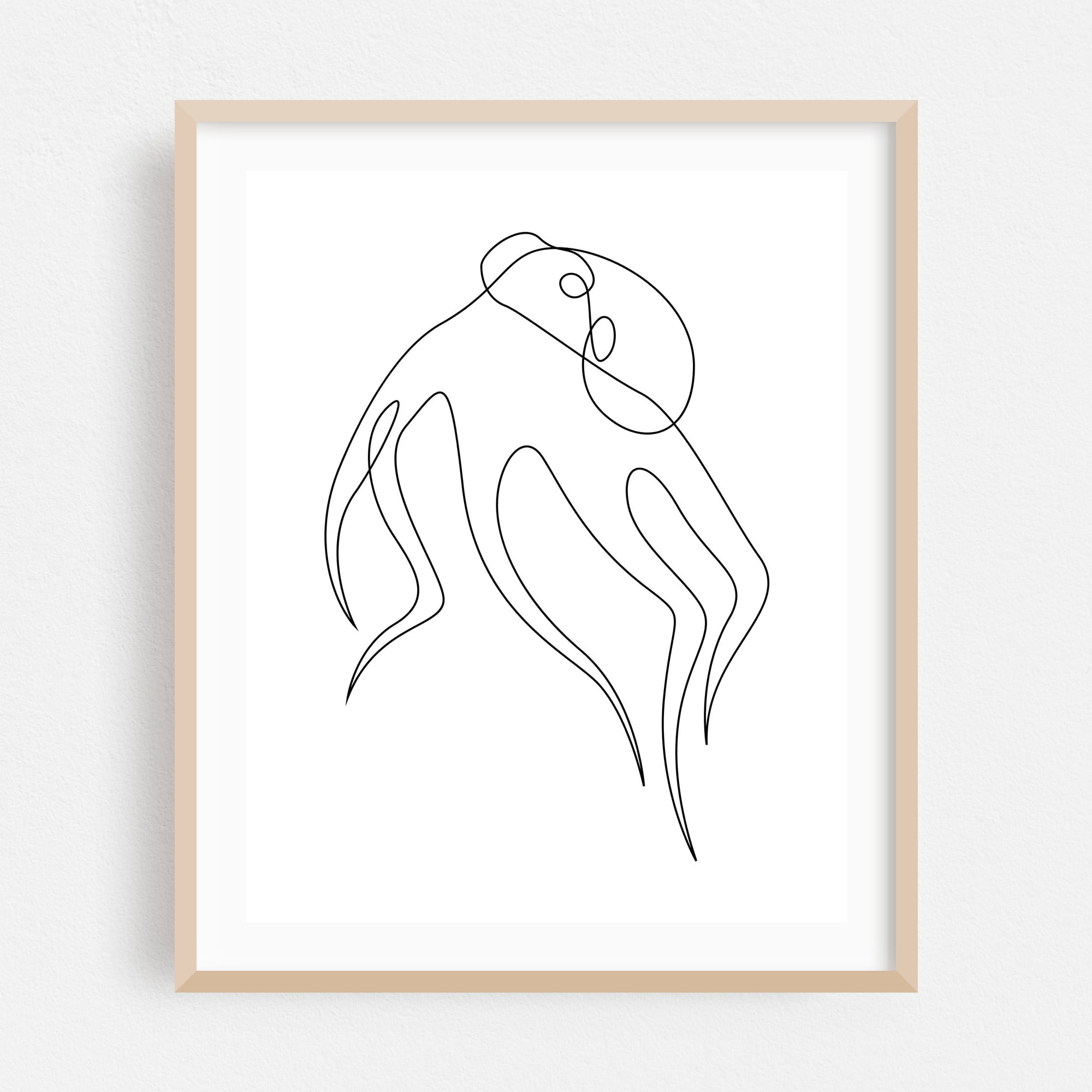 Octo Line - Line Drawing Line Art Minimalist Abstract Black and White ...