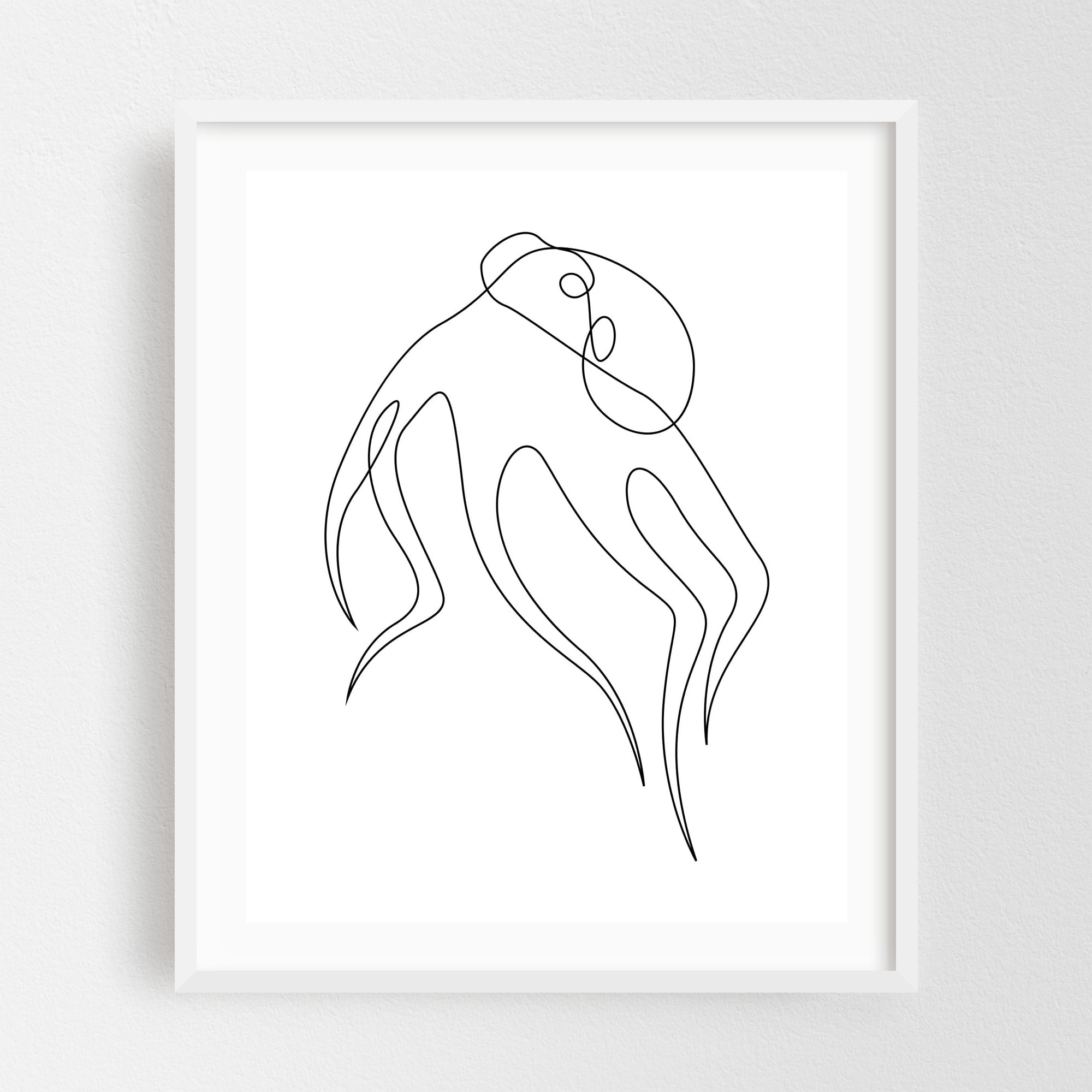 Octo Line - Line Drawing Line Art Minimalist Abstract Black and White ...