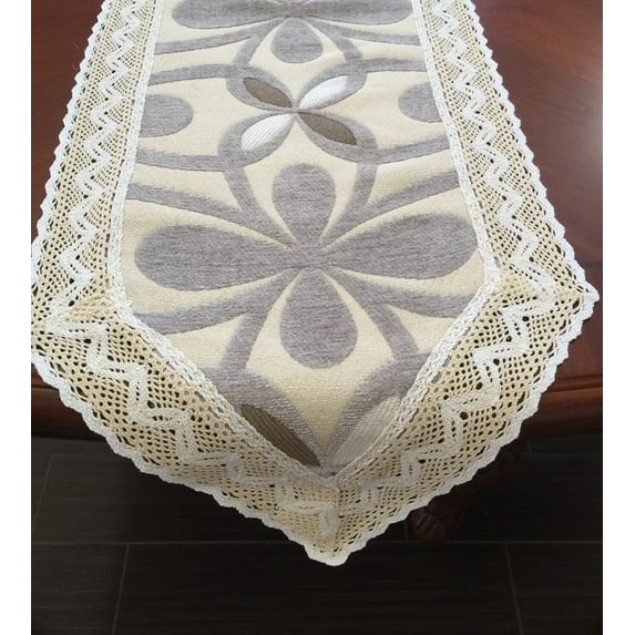 OctoRose Chenille with Cotton Lace table runer - Walmart.com