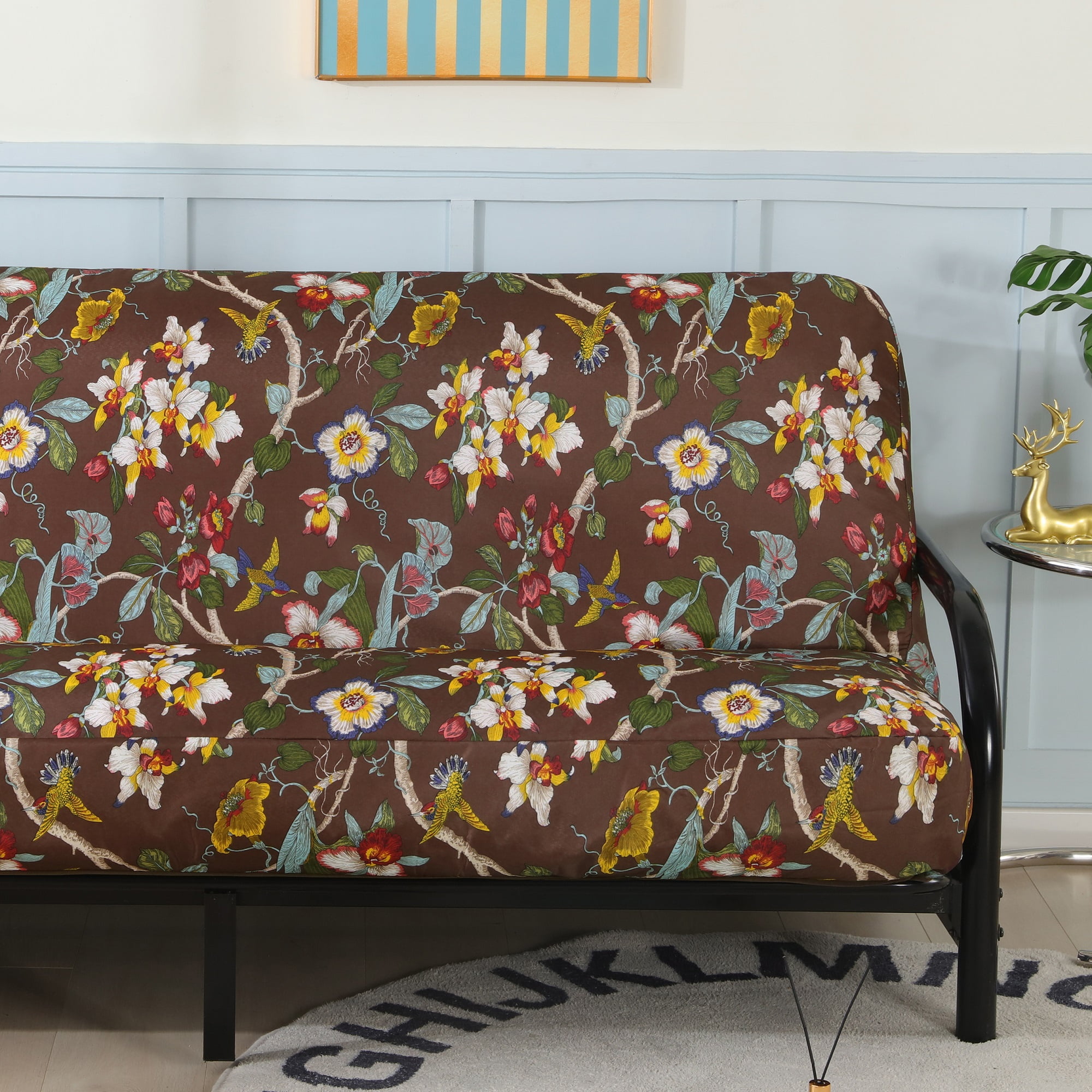OctoRose, Futon Cover, 54x75 +8 inches, Linen Brown Birds Printing ...