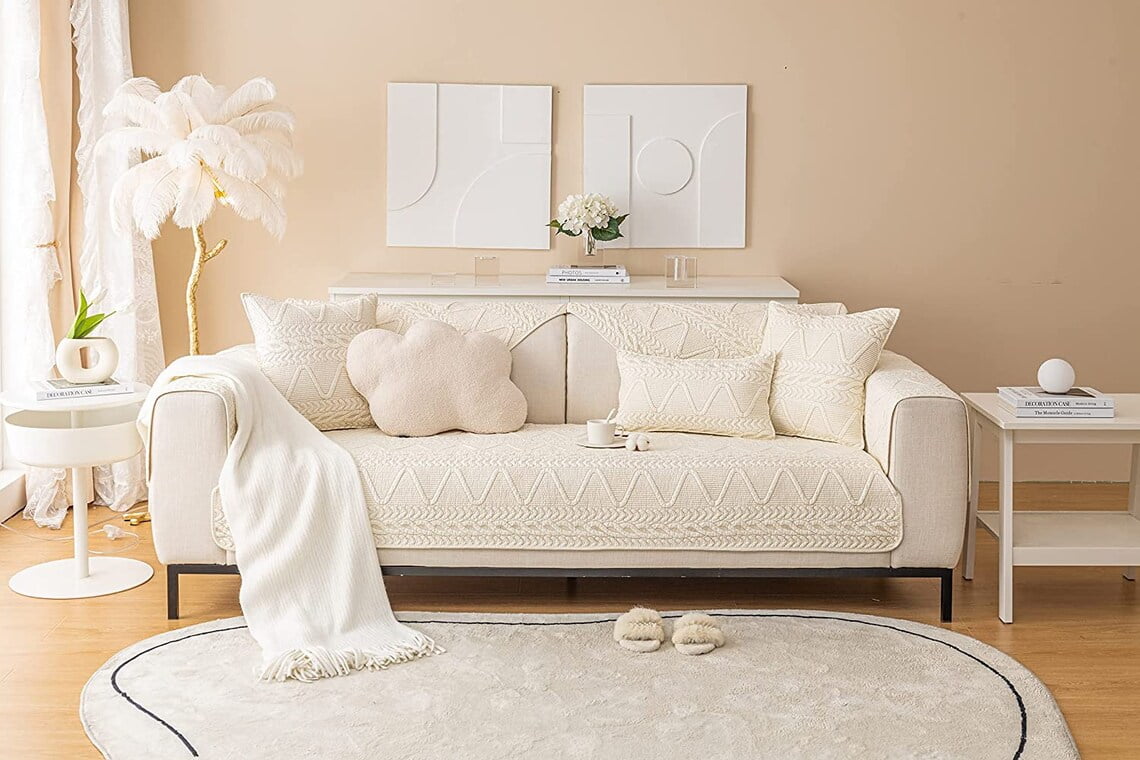 OctoRose Super Soft Cotton Pre-washed Quilted Sofa Couch Throw Cover ...