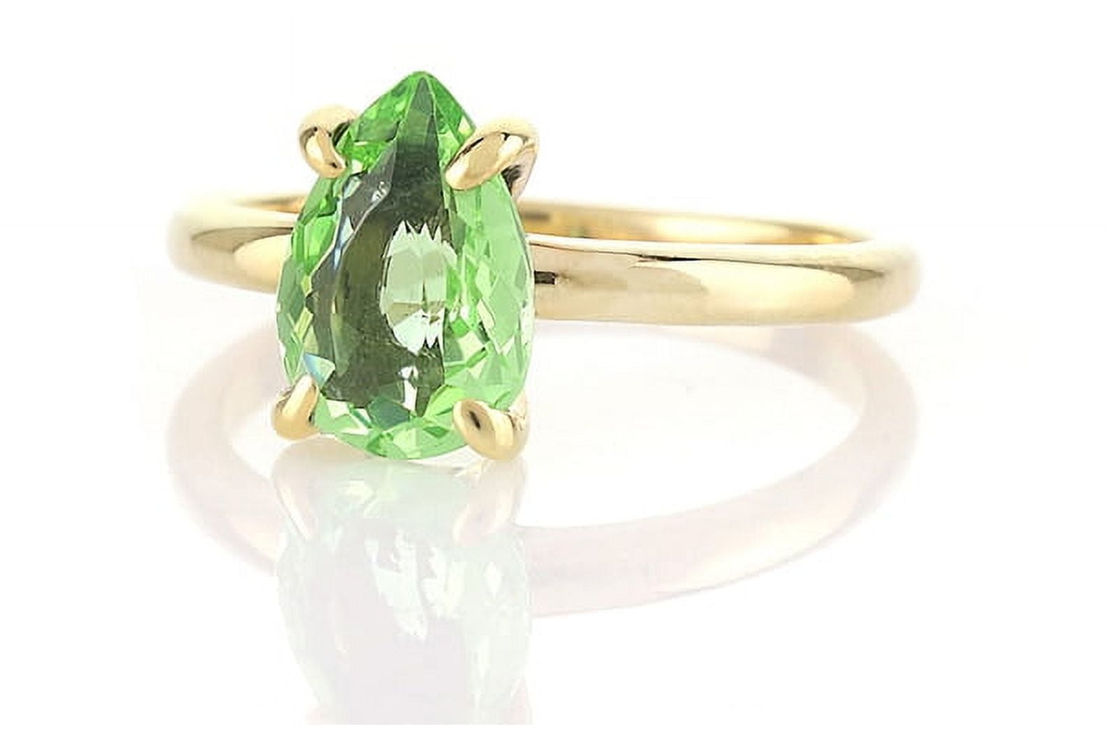 October Birthstone Green Tourmaline Ring · Solitaire Pear Cut Gemstone ...