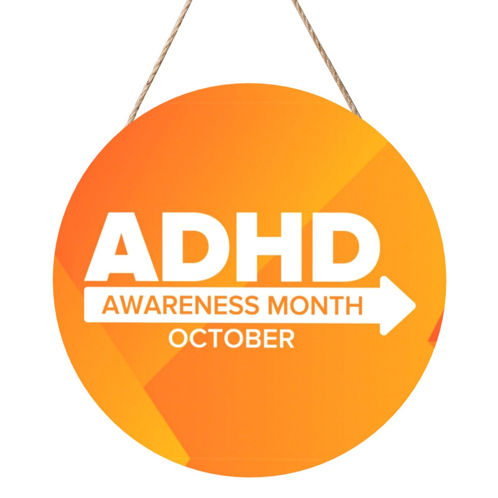October Is Adhd Awareness Month National Orange Ribbon Wooden Hanging ...
