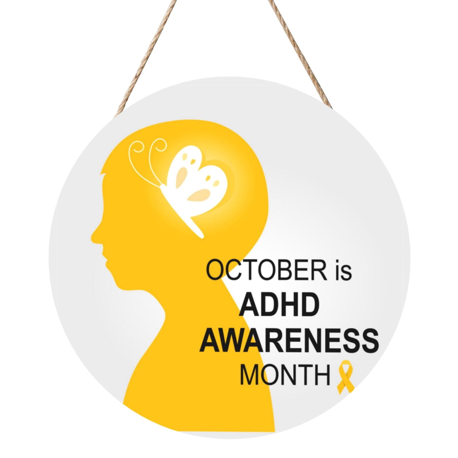 October Is Adhd Awareness Month National Orange Ribbon Wooden Hanging ...