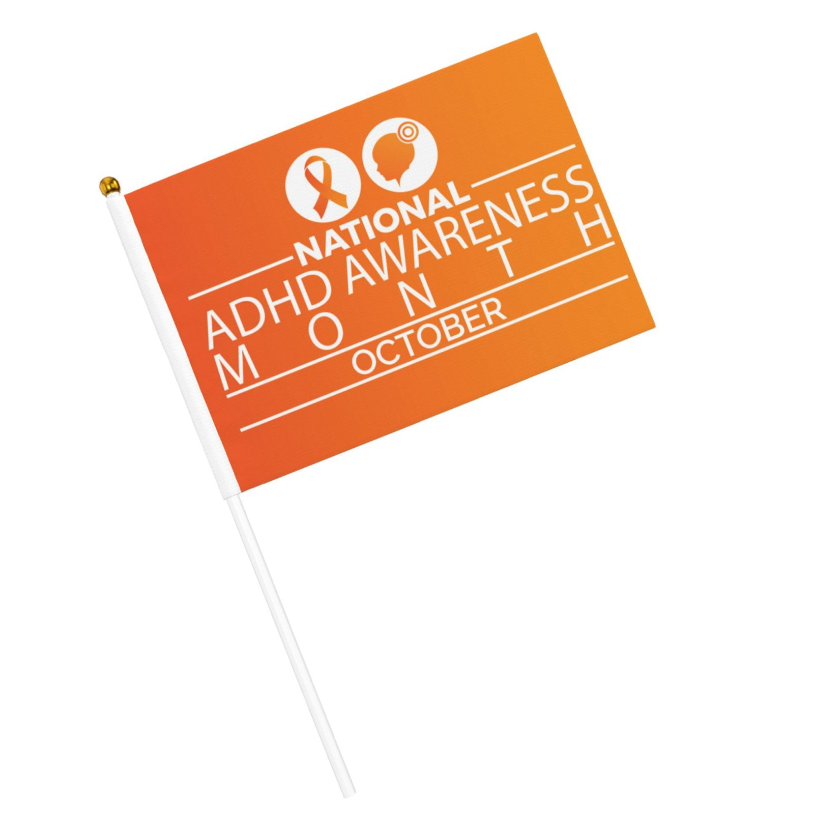October Is Adhd Awareness Month Orange Ribbon Flag Small Mini Hand Held ...