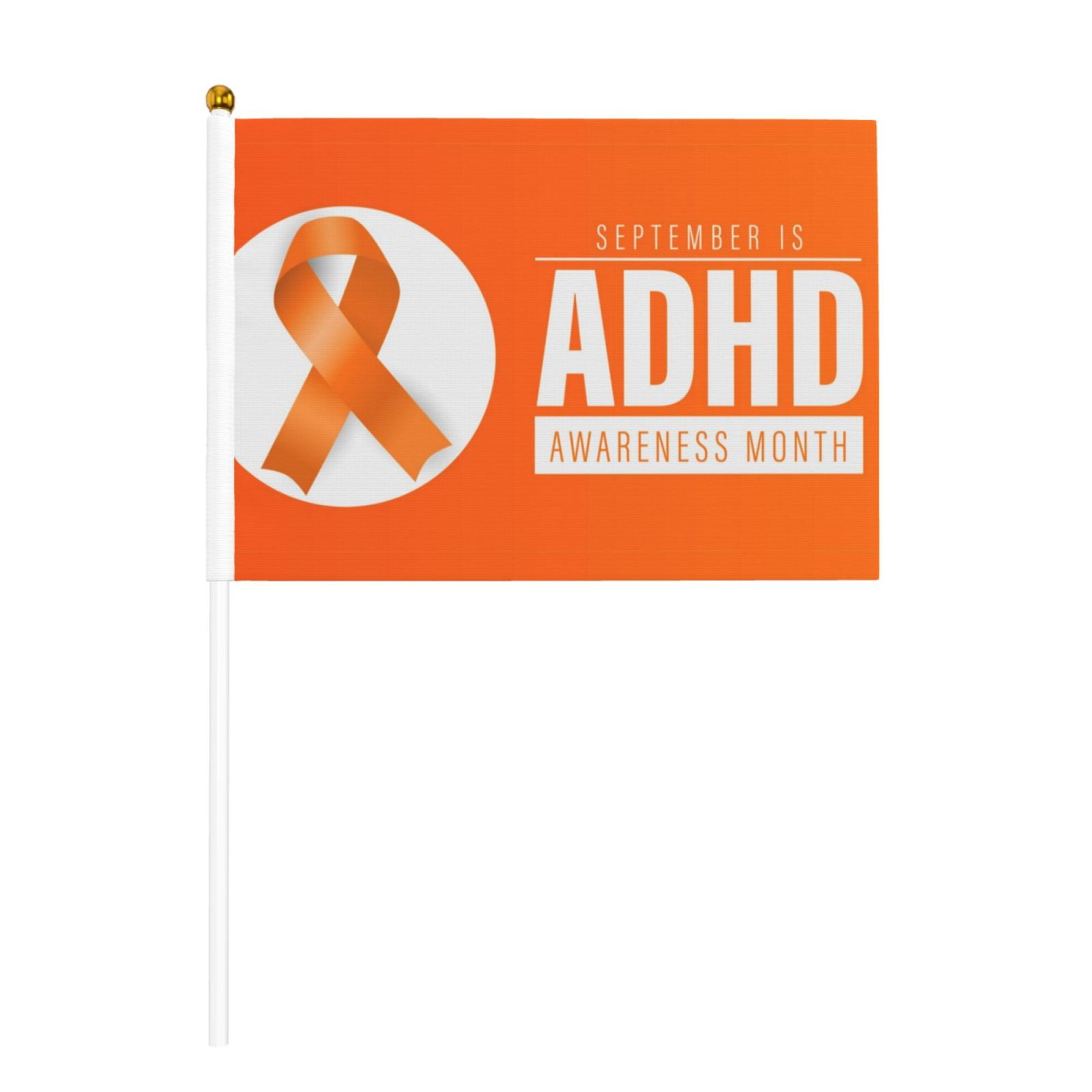 October Is Adhd Awareness Month Orange Ribbon Flag Small Mini Hand Held ...