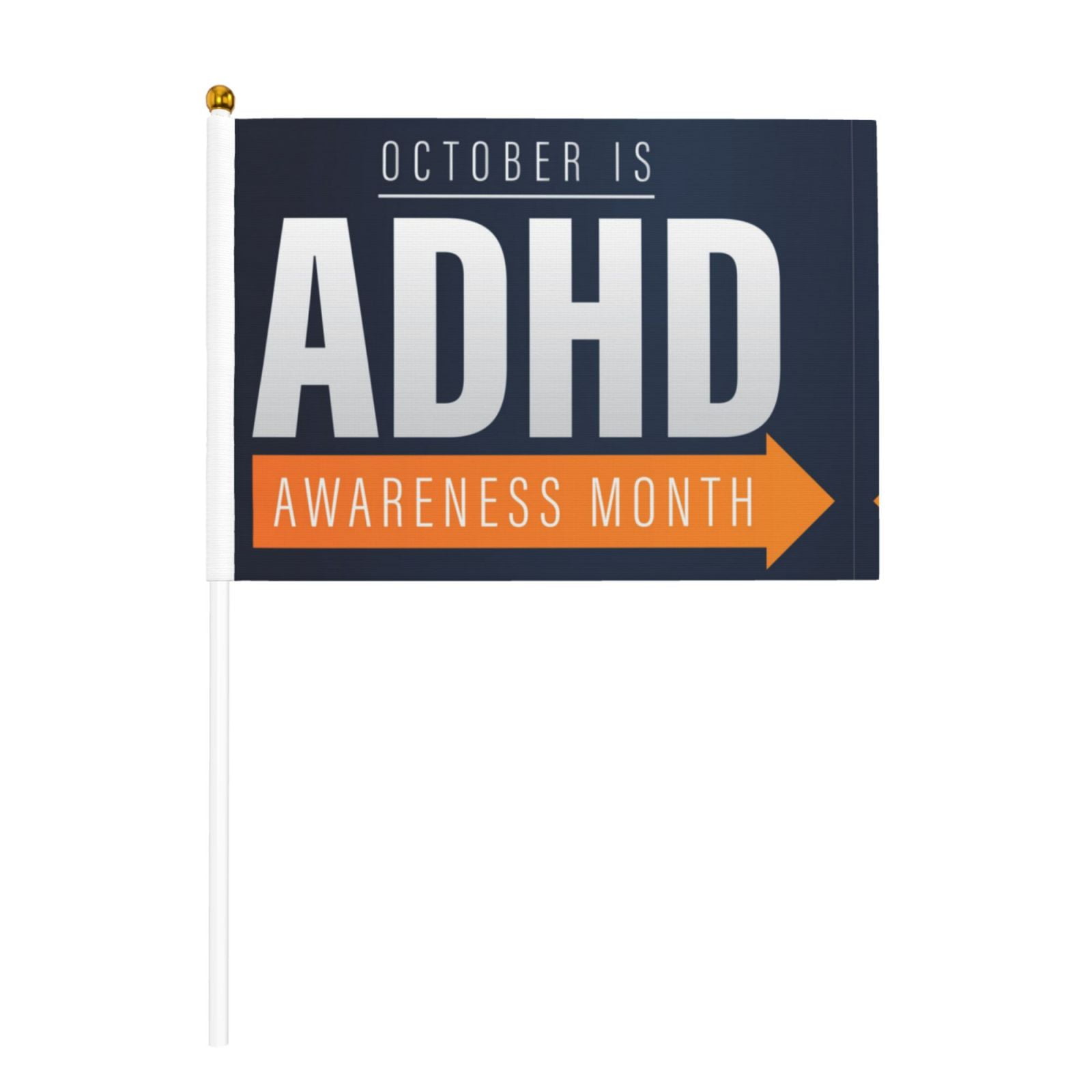 October Is Adhd Awareness Month Orange Ribbon Flag Small Mini Hand Held ...