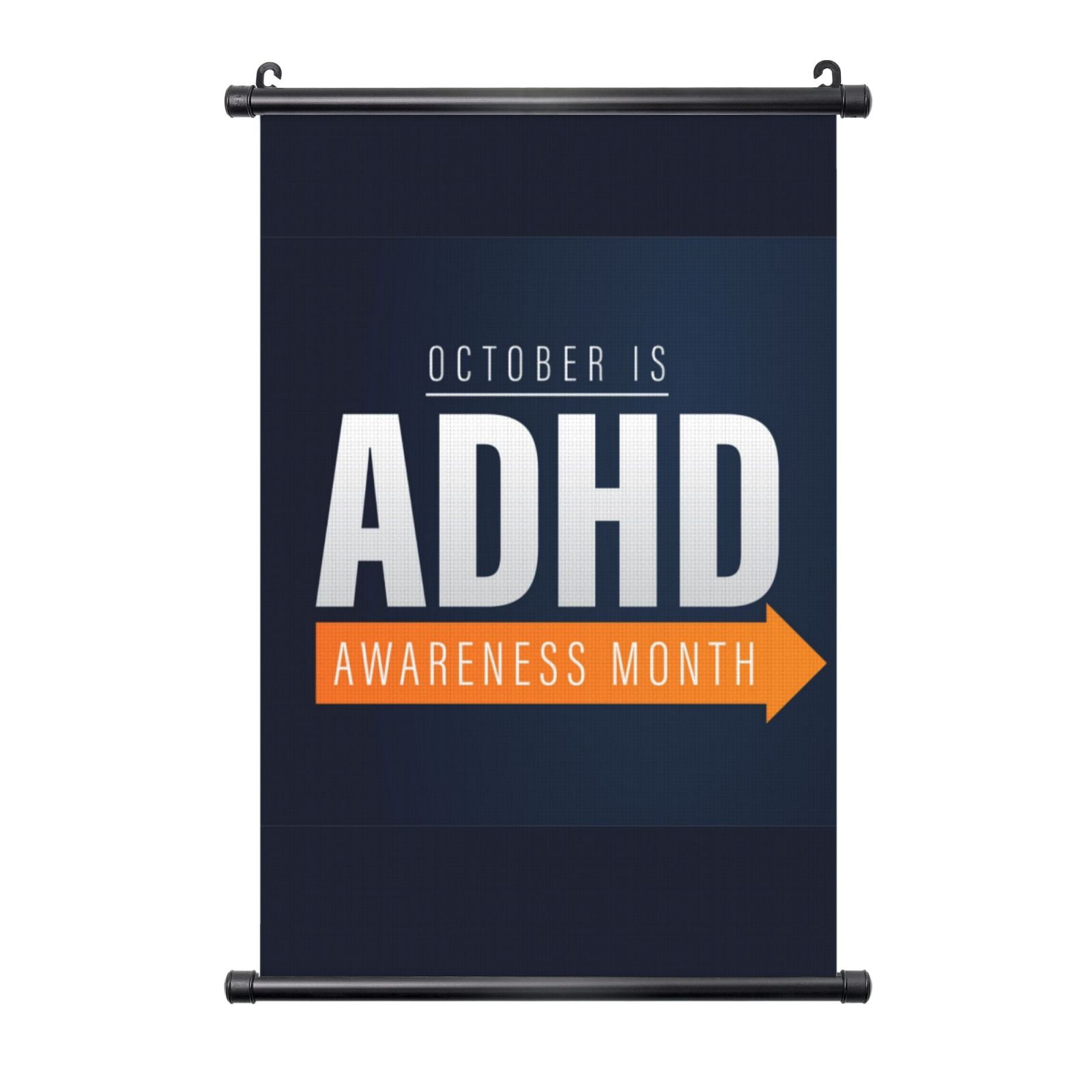 October Is Adhd Awareness Month Orange Ribbon Poster Wall Art Banner Backdrop Prints Posters ...