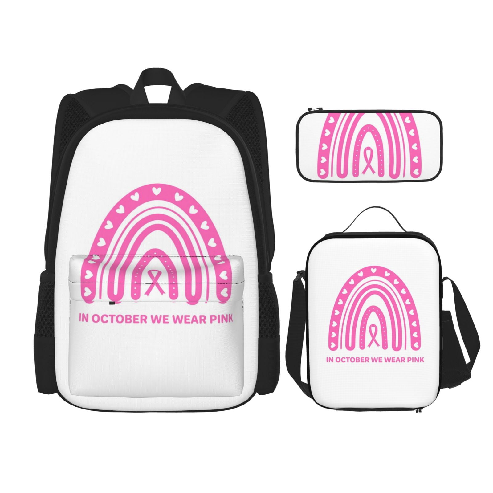 October Is Breast Cancer Awareness Month Pink Ribbon Backpack Sets 3 ...