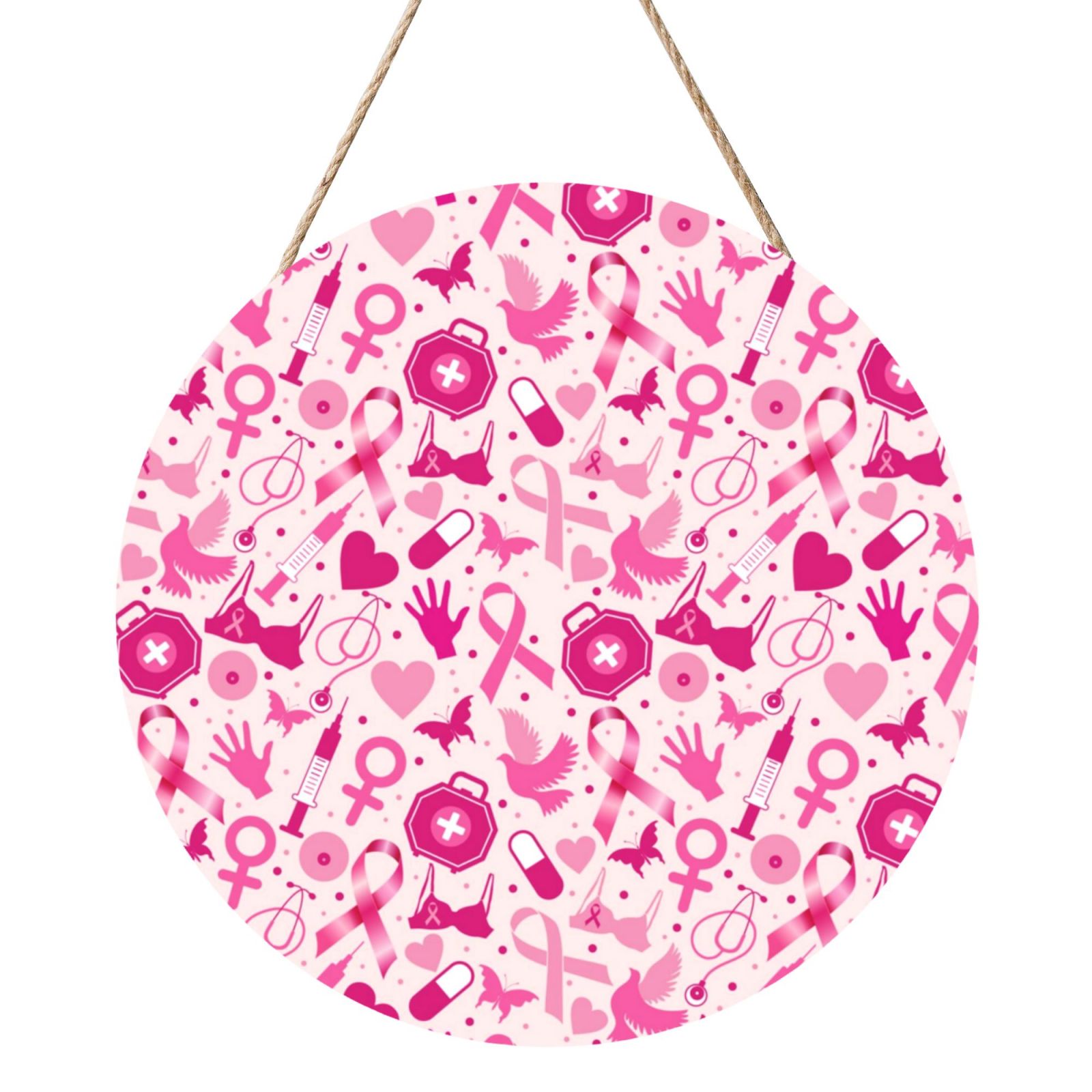 October Is Breast Cancer Awareness Month Pink Ribbon Wooden Hanging ...