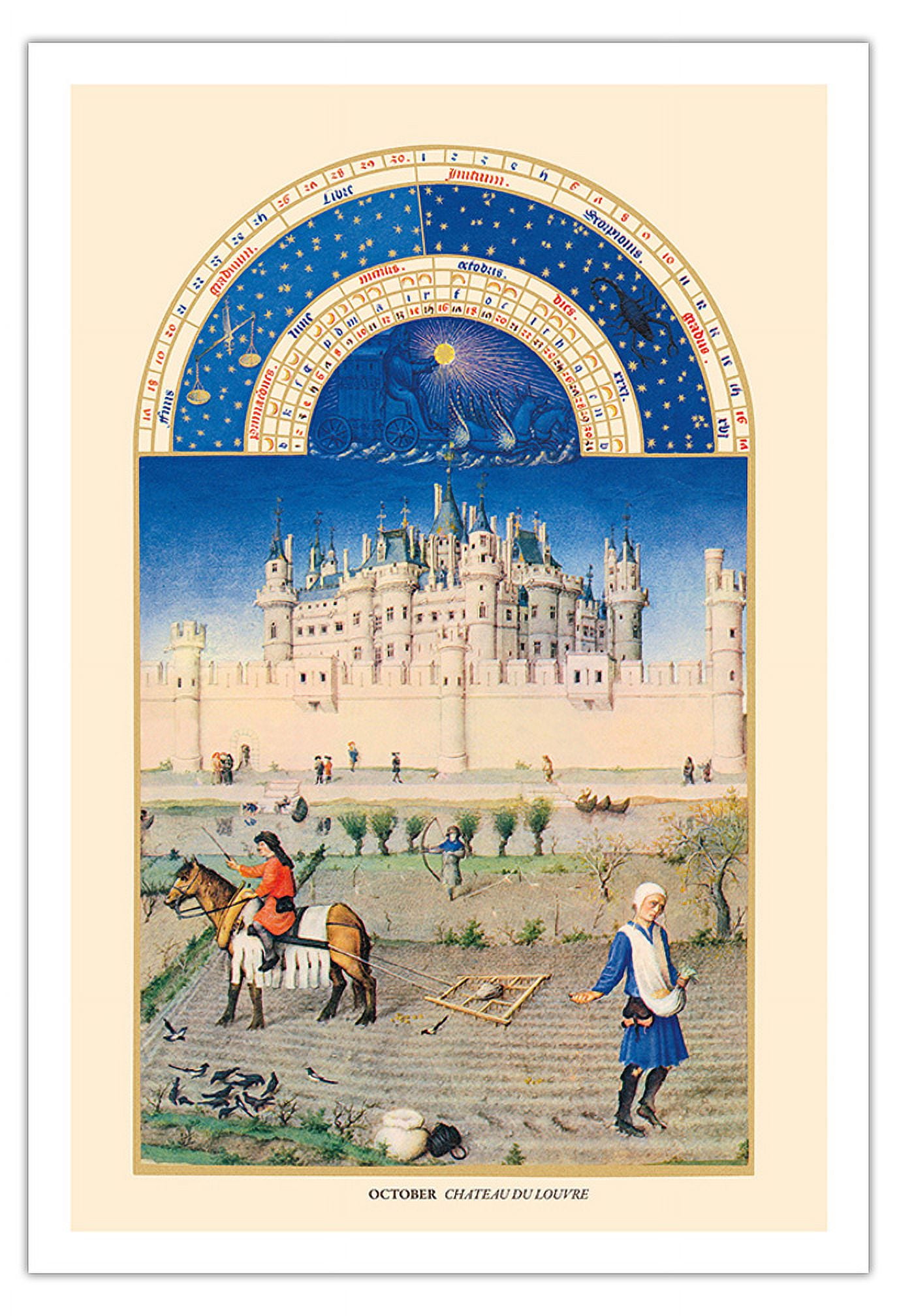 October: Louvre Castle - Book of Hours (Très Riches Heures) - Vintage ...