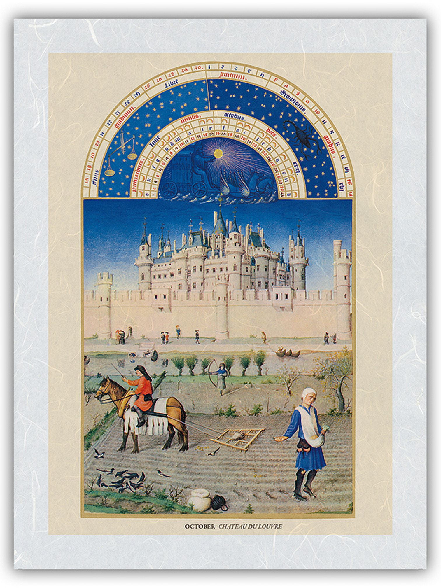 October: Louvre Castle - Book of Hours (Très Riches Heures) - Vintage ...