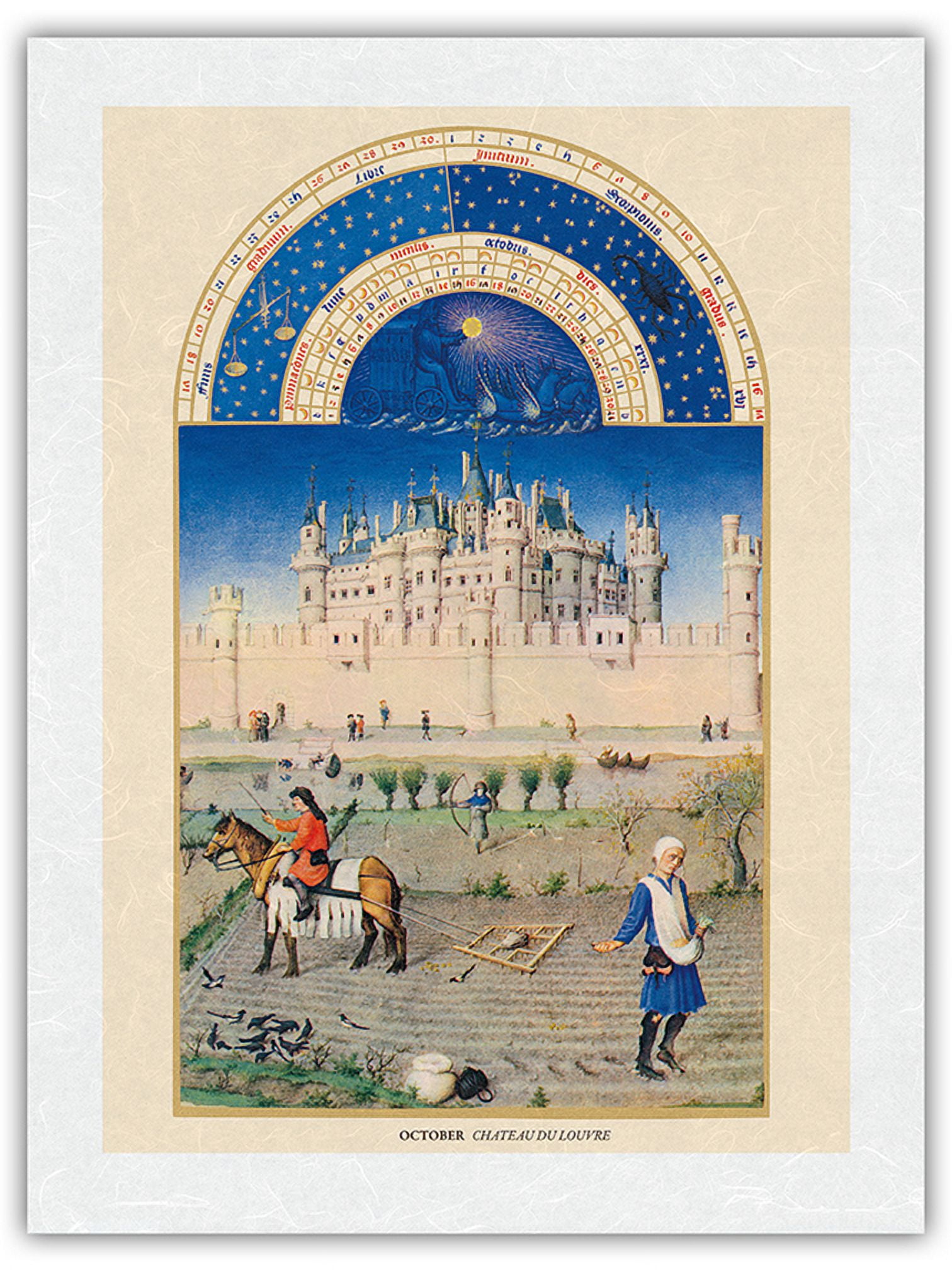 October: Louvre Castle - Book of Hours (Très Riches Heures) - Vintage ...