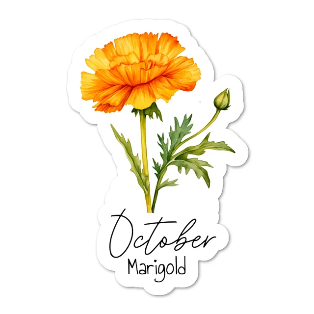October, Marigold Sticker, Water Resistant, Scrapbooking, Laptop ...