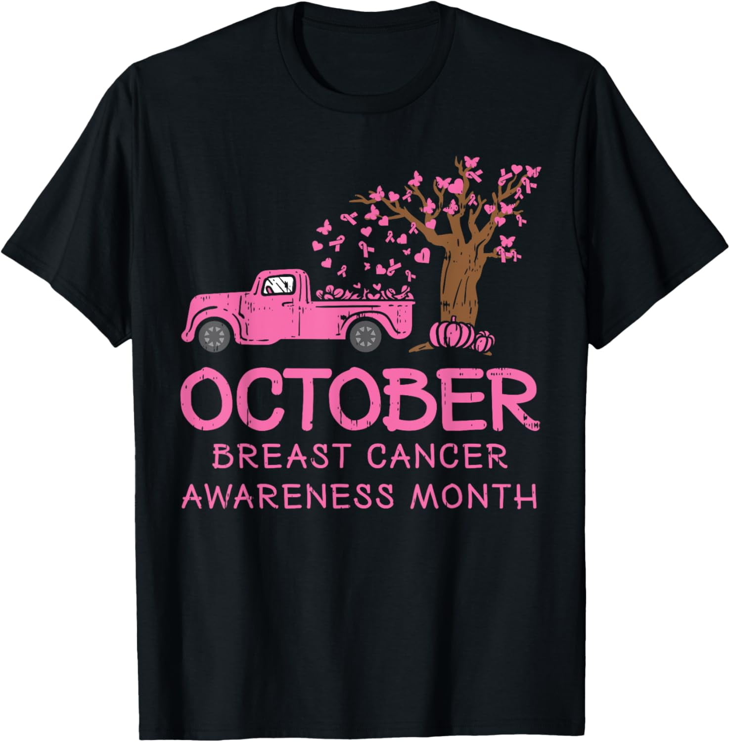 October Pink Car RIbbon Breast Cancer Awareness Month Gift T-Shirt ...
