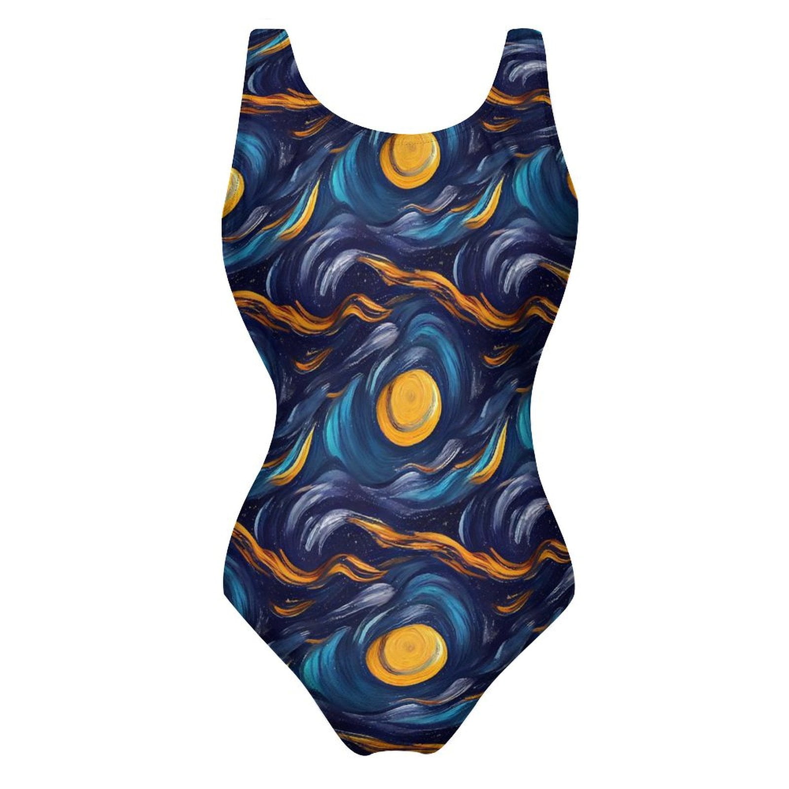 October Starry Night Swimsuit Abstract Galaxy Push Up Swimwear One ...
