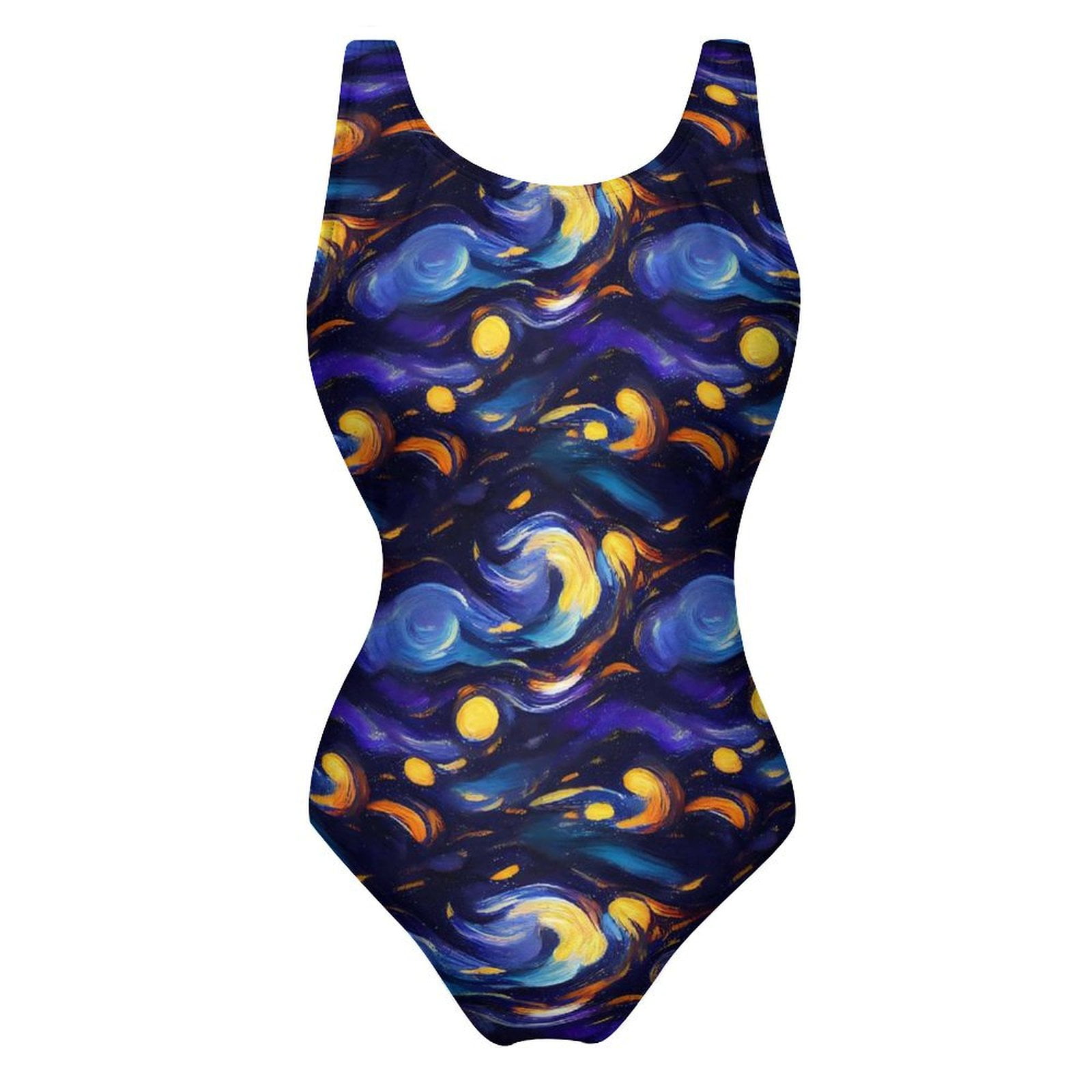 October Starry Night Swimsuit Abstract Galaxy Push Up Swimwear One ...