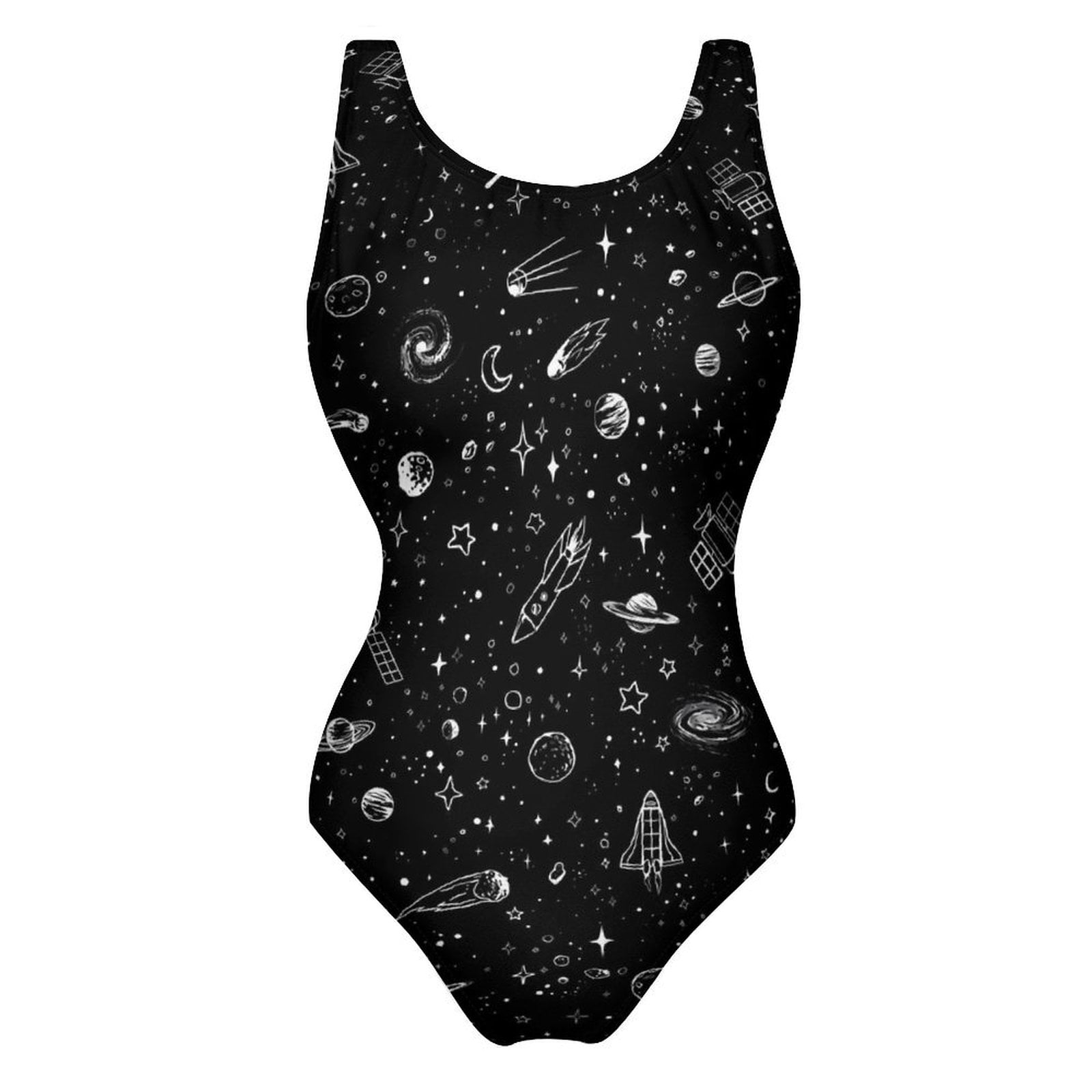 October Starry Night Swimsuit Abstract Galaxy Push Up Swimwear One ...