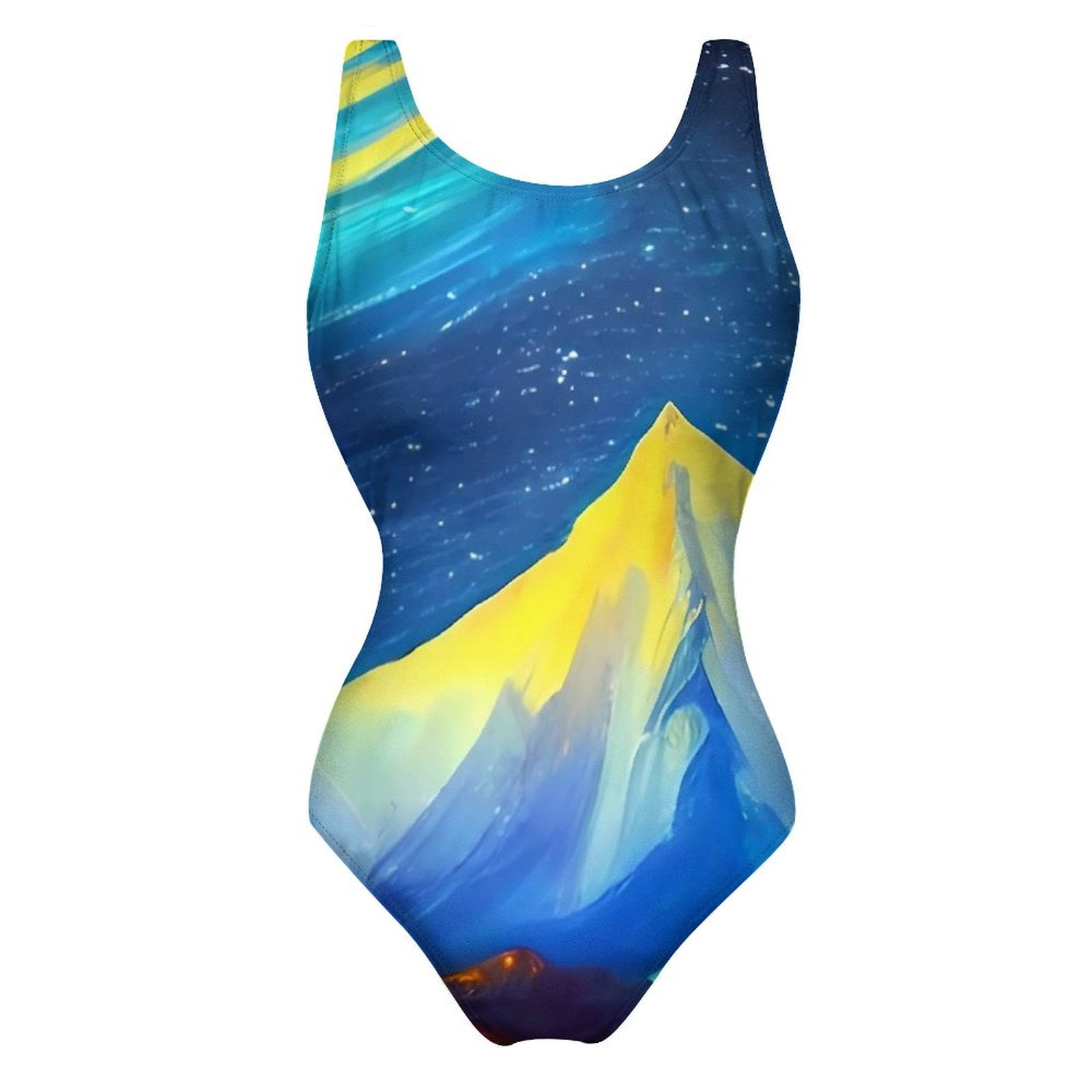 October Starry Night Swimsuit Abstract Galaxy Push Up Swimwear One ...