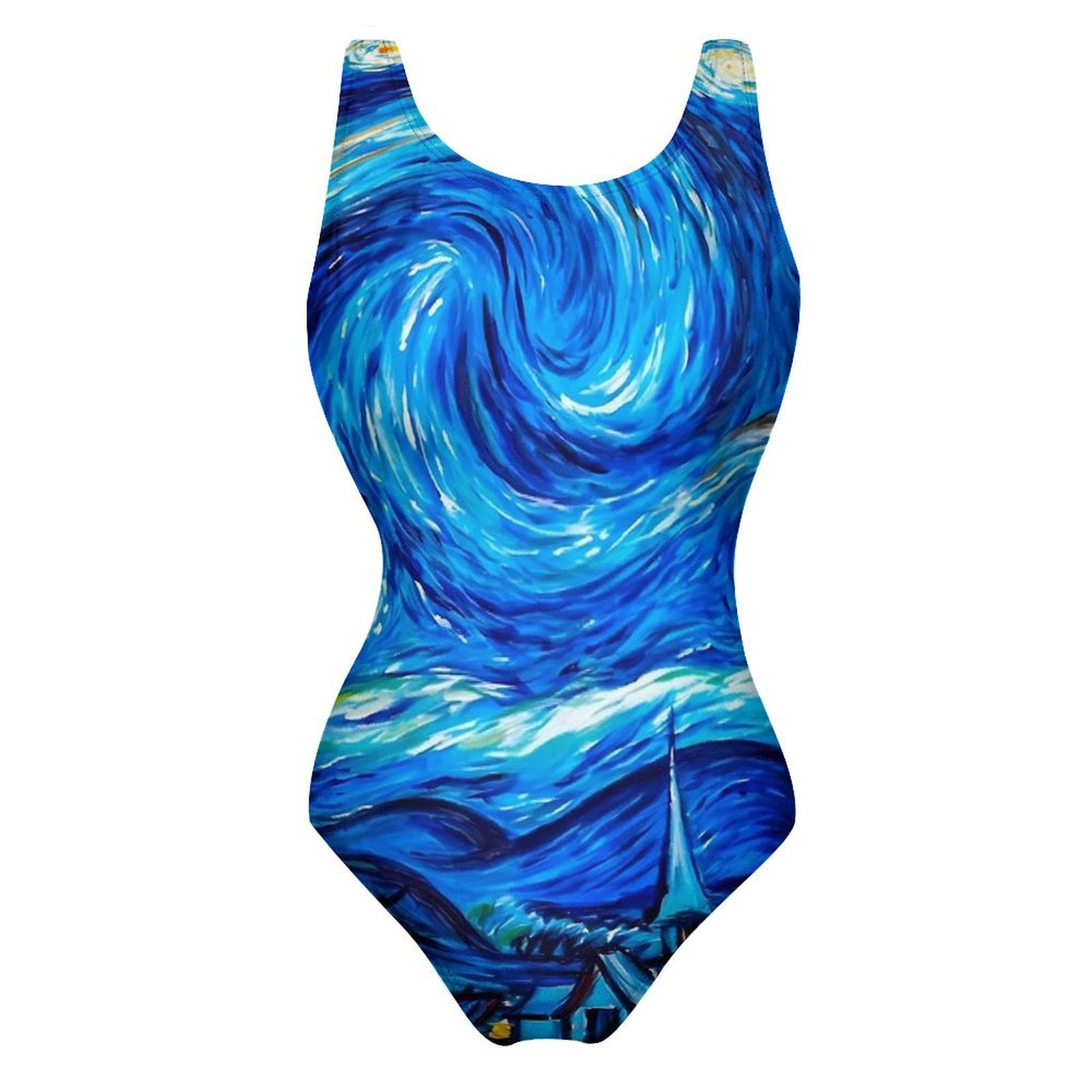 October Starry Night Swimsuit Abstract Galaxy Push Up Swimwear One ...