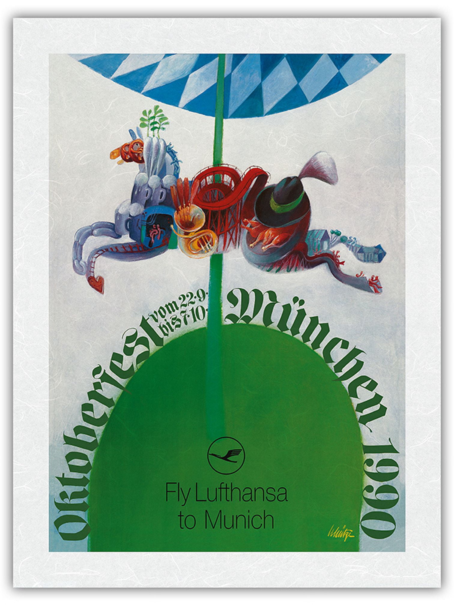 Octoberfest 1990 - Munich Germany - Vintage Travel Poster by Erhard ...