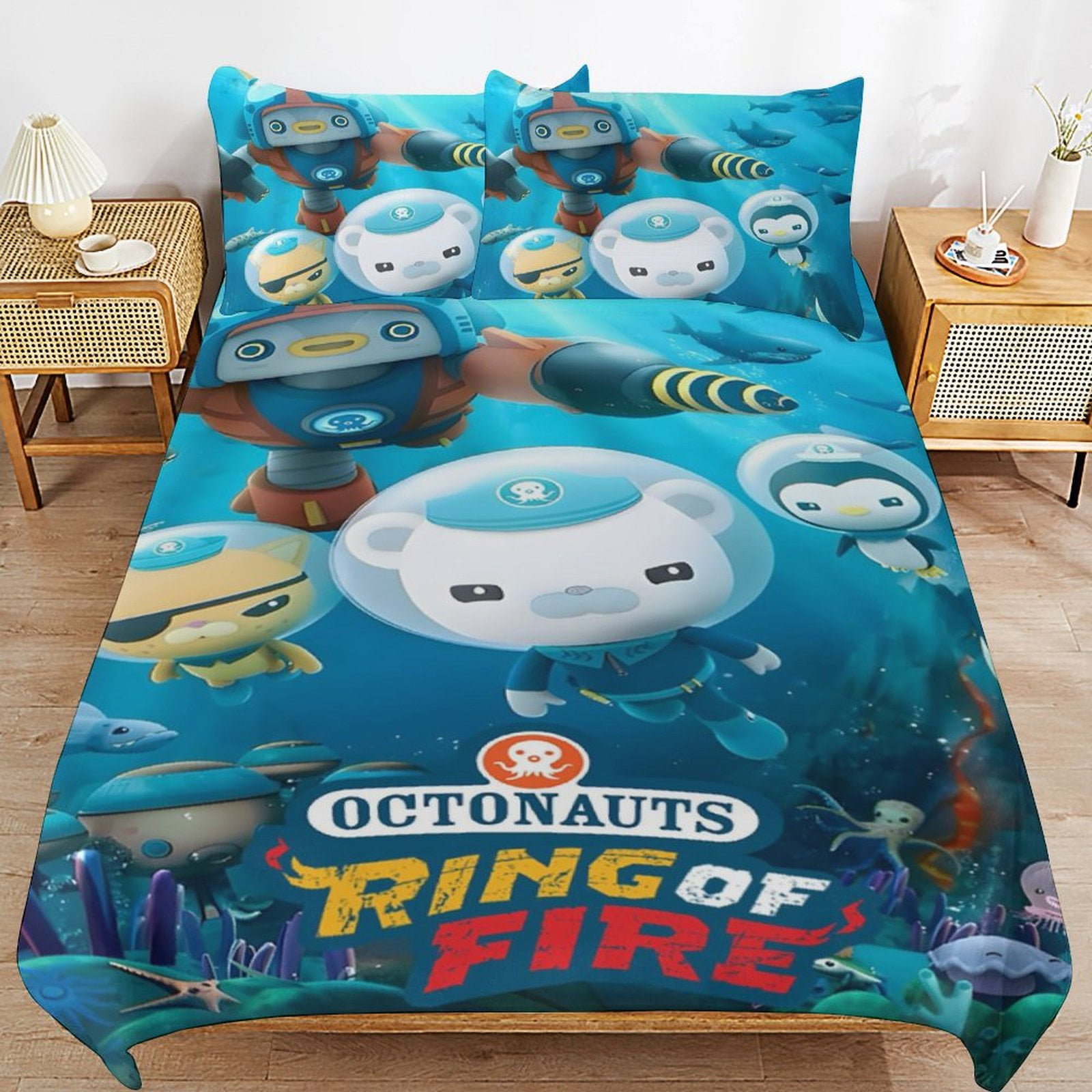 Octonauts 3-Piece Bedding Set Warm And Comfortable Soft Duvet Cover Bed Set with 1 Duvet Cover ...