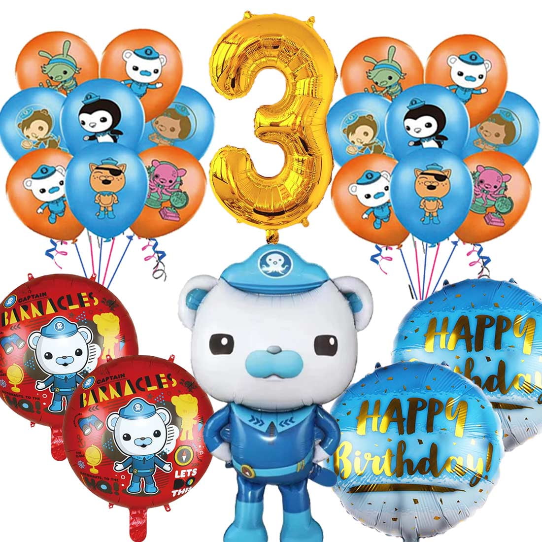 Octonauts Balloons Party Supplies 3rd Big Number Decorations Decor Kit ...