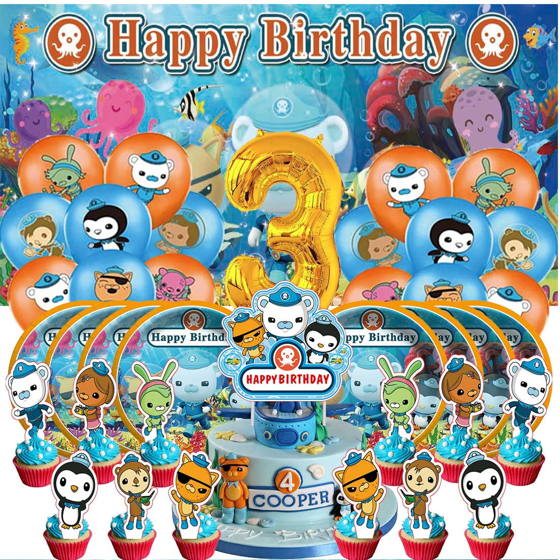 Octonauts Balloons Party Supplies 3rd Decor Tableware Birthday Cake ...