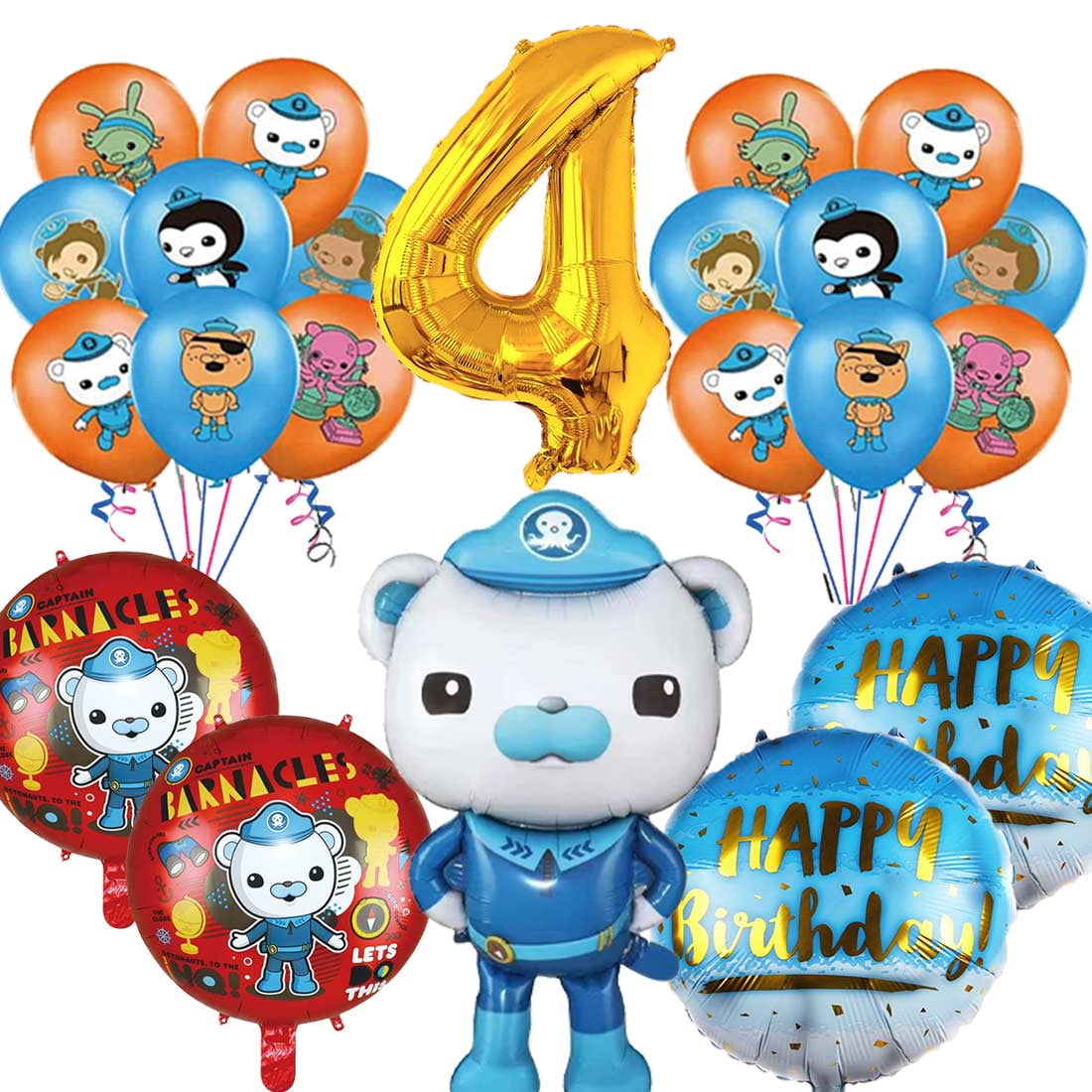 Octonauts Balloons Party Supplies 4th Big Number Decorations Decor Kit ...