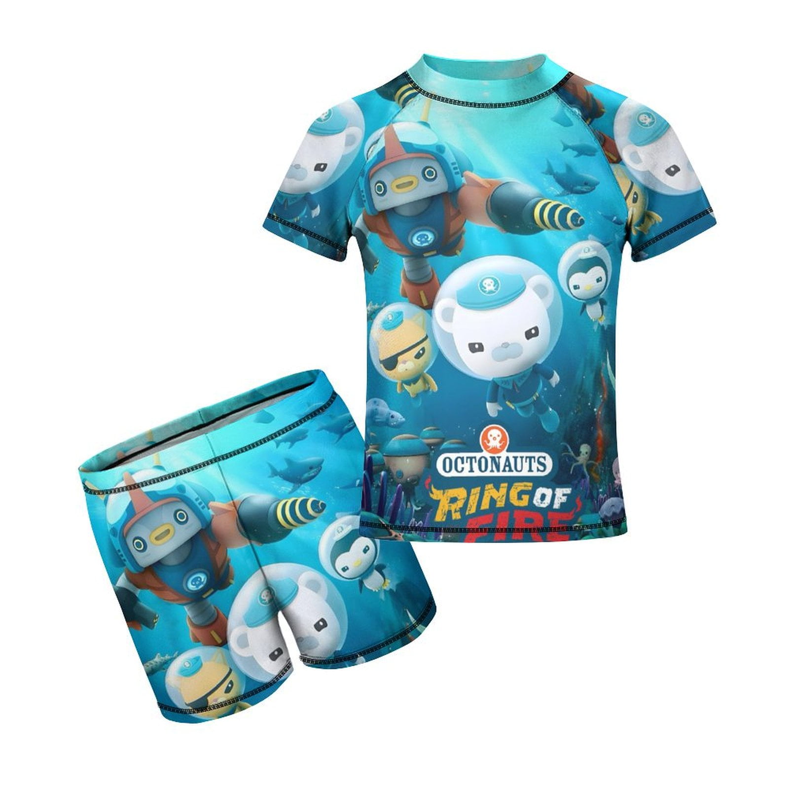Octonauts Boys 2-Piece Swimsuit Set, Short Sleeve Rash Guard & Swim ...